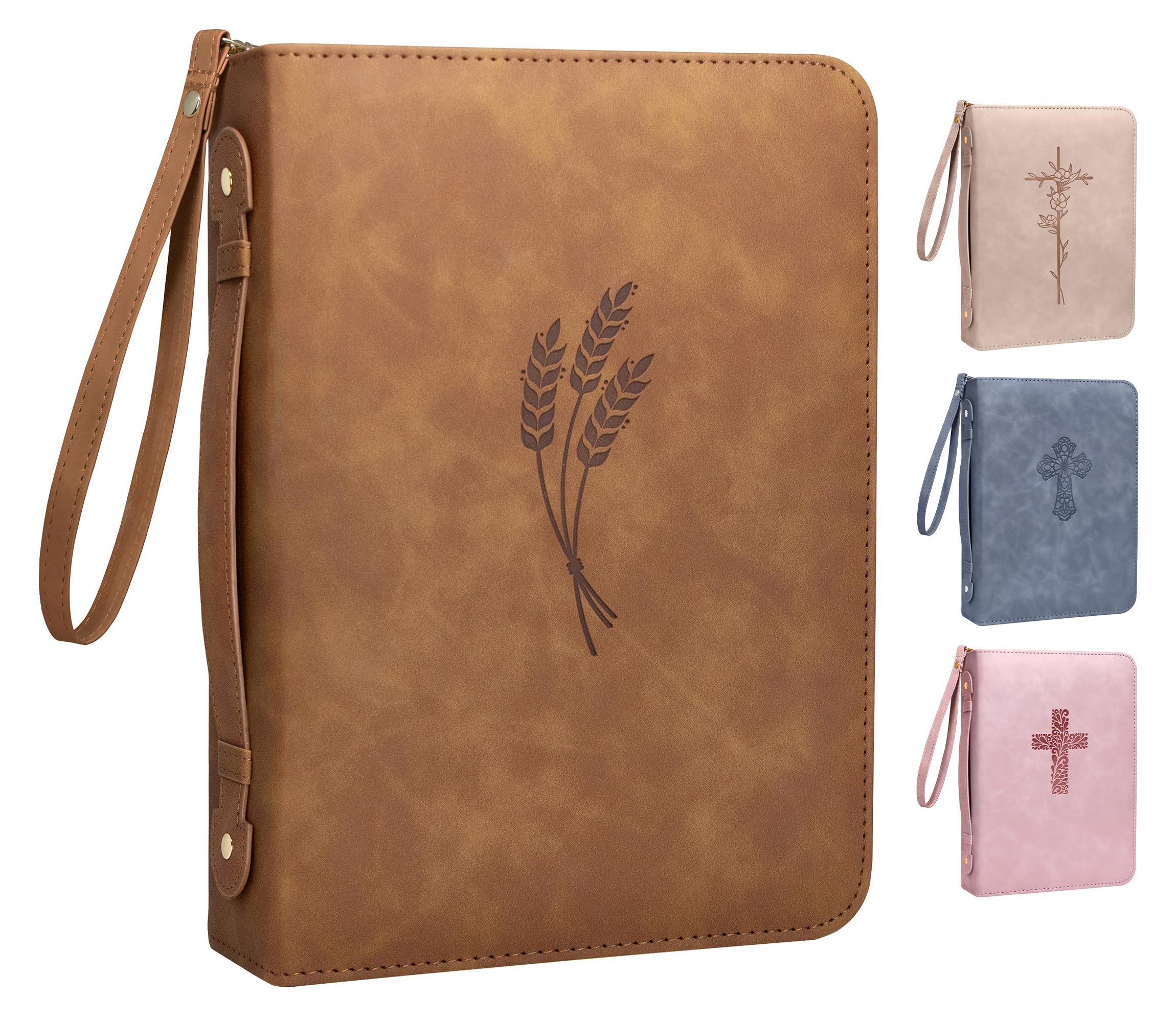 Amazon.com: JUST BLESSED Elegant PU Leather Bible Cover for Men ...