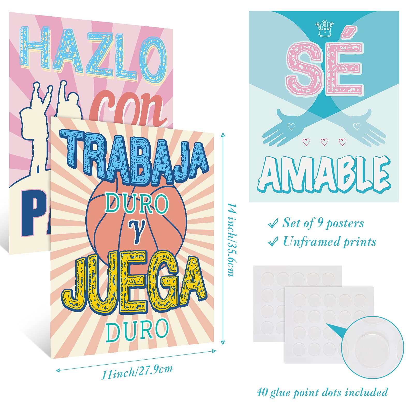 Buy 9 Pieces Spanish Classroom Decorations Spanish Motivational Posters ...