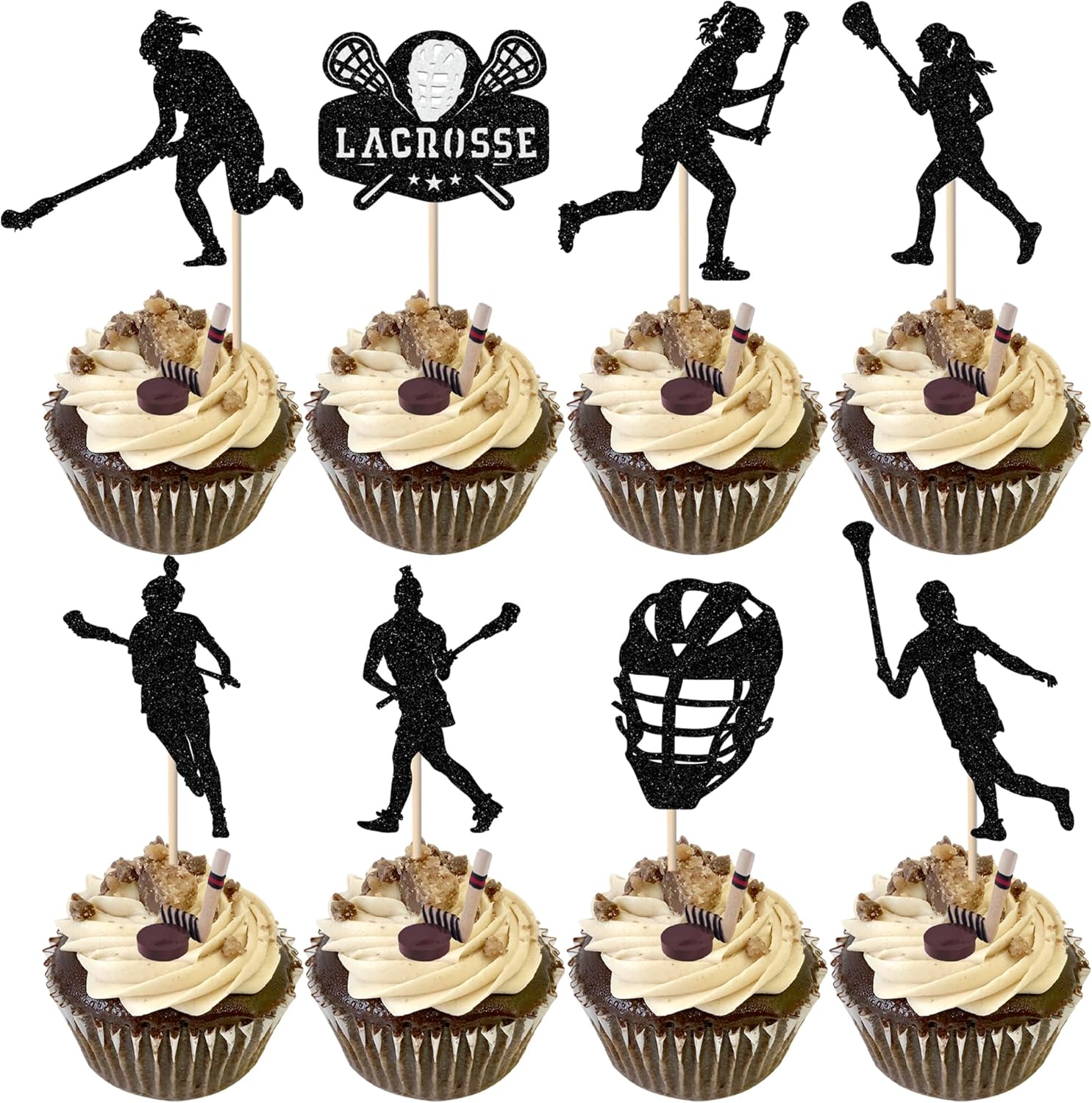 Amazon.com: Rsstarxi 24 Pack Lacrosse Cupcake Toppers Lacrosse Party ...