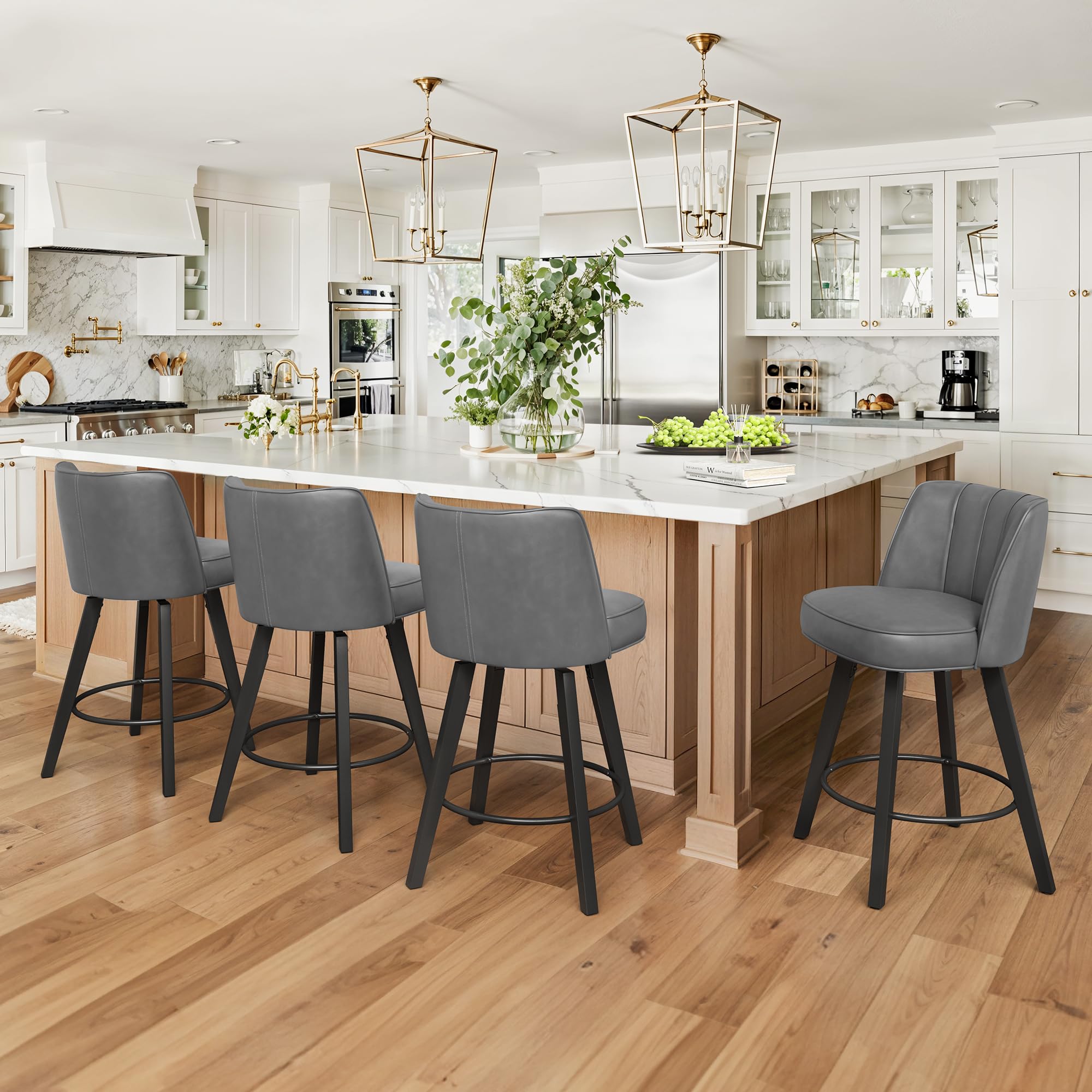 Amazon.com: LUE BONA 360-degree Swivel Bar Stools, 26" Counter Height ...