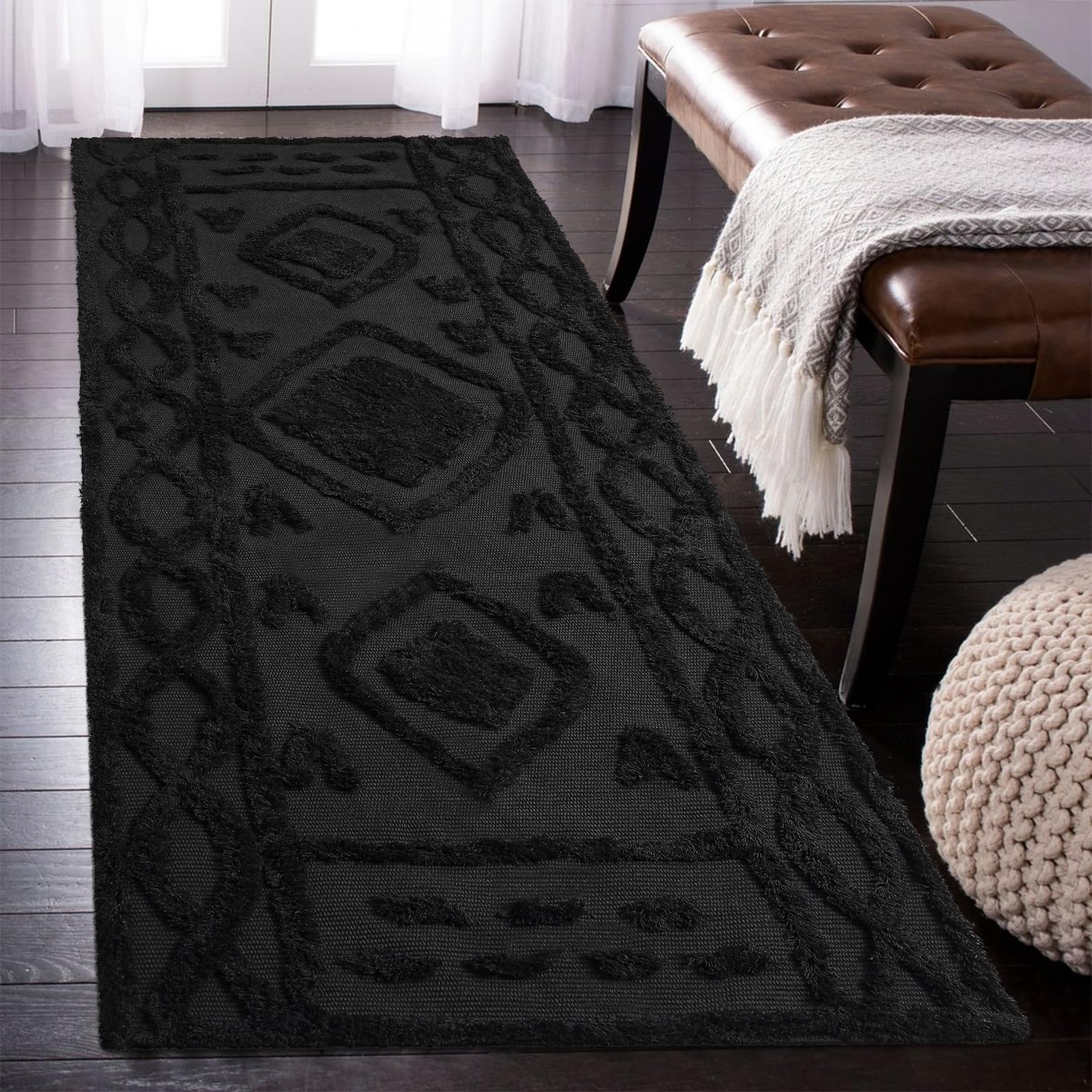Boho Runner Rug 2'x5' Tufted Cotton Area Rug Accent Beside Rugs ...