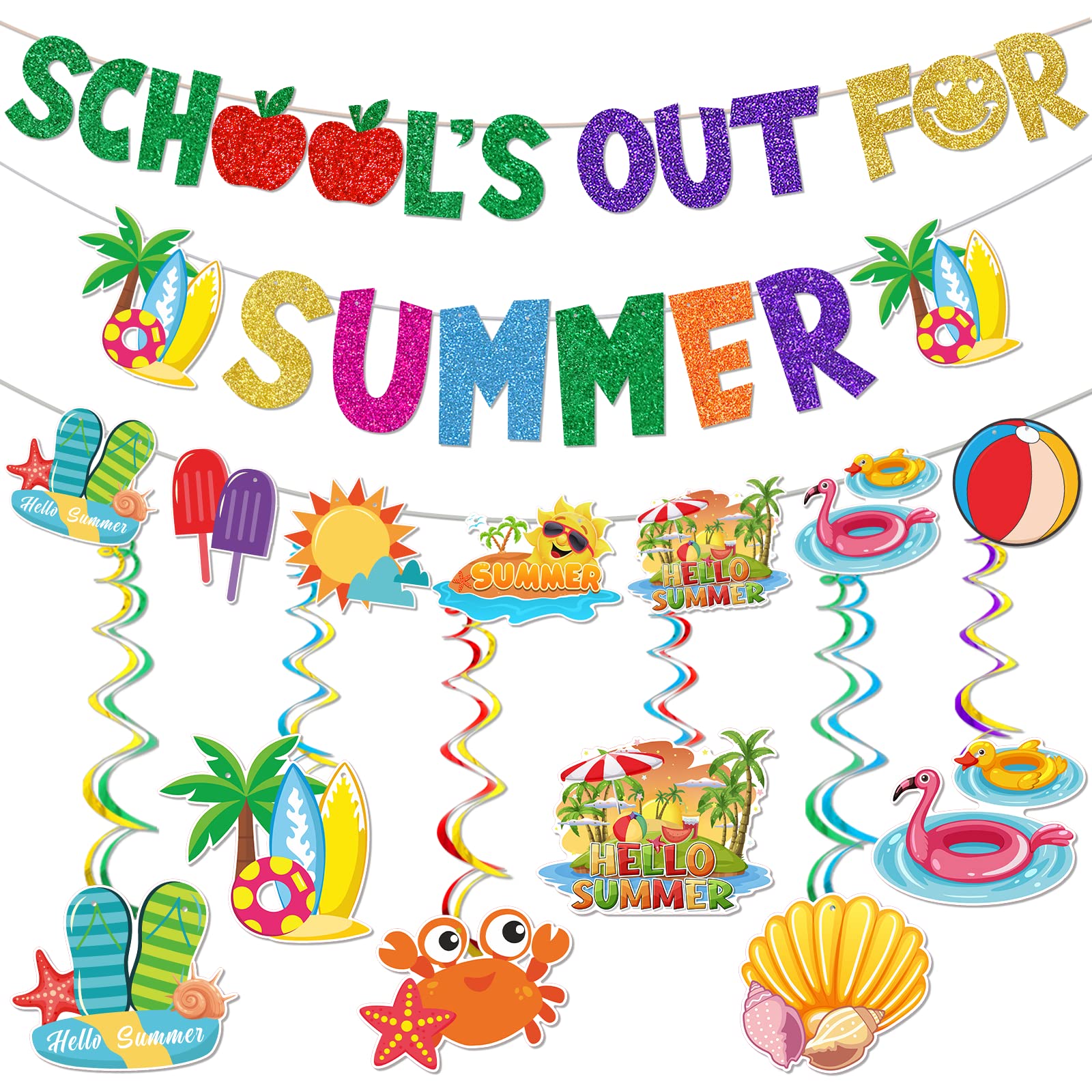 Amazon.com: School's Out for Summer Banner Summer Party Decorations End ...