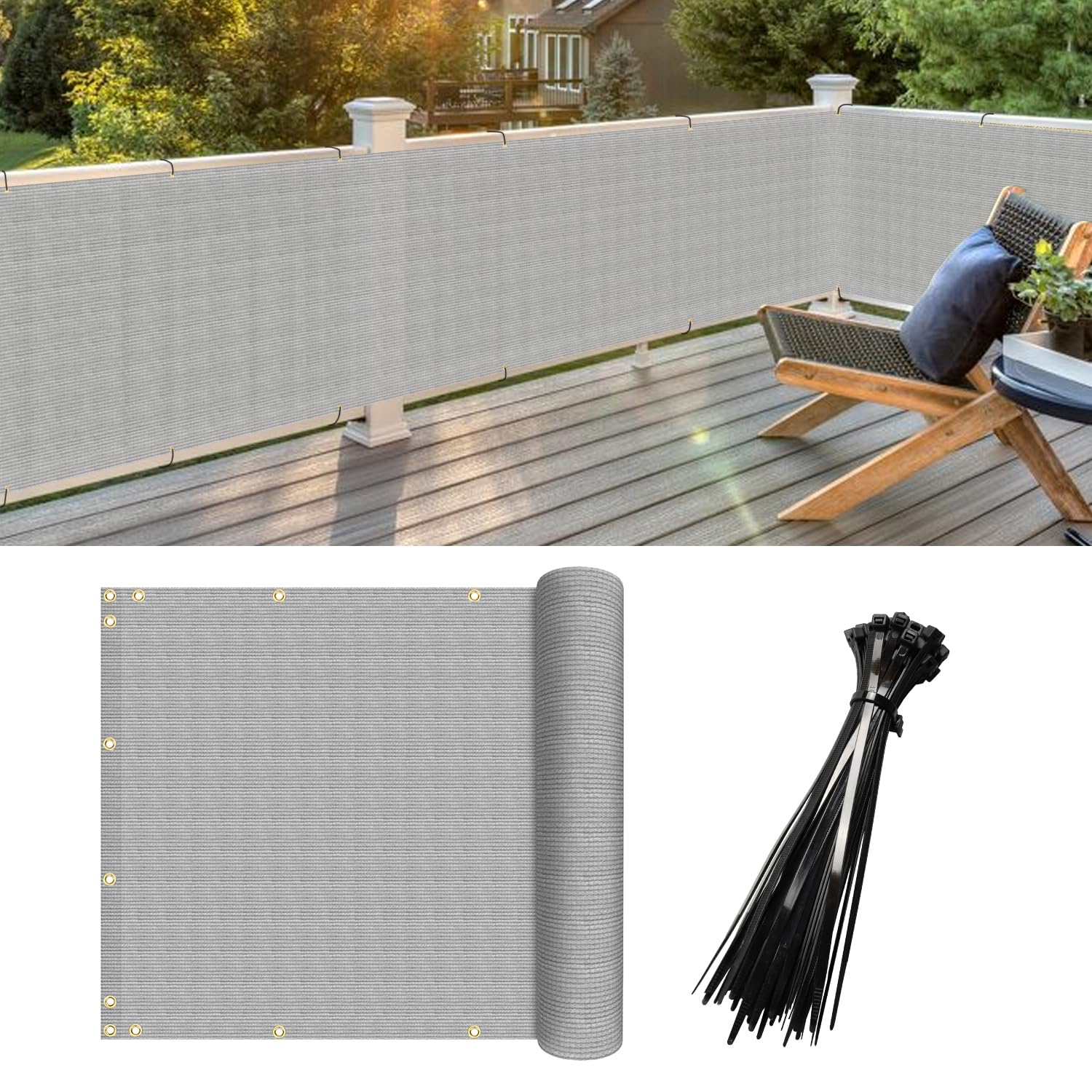 Amazon.com : FLORALEAF 3' x 10' Balcony Screen Privacy Fence Cover UV ...