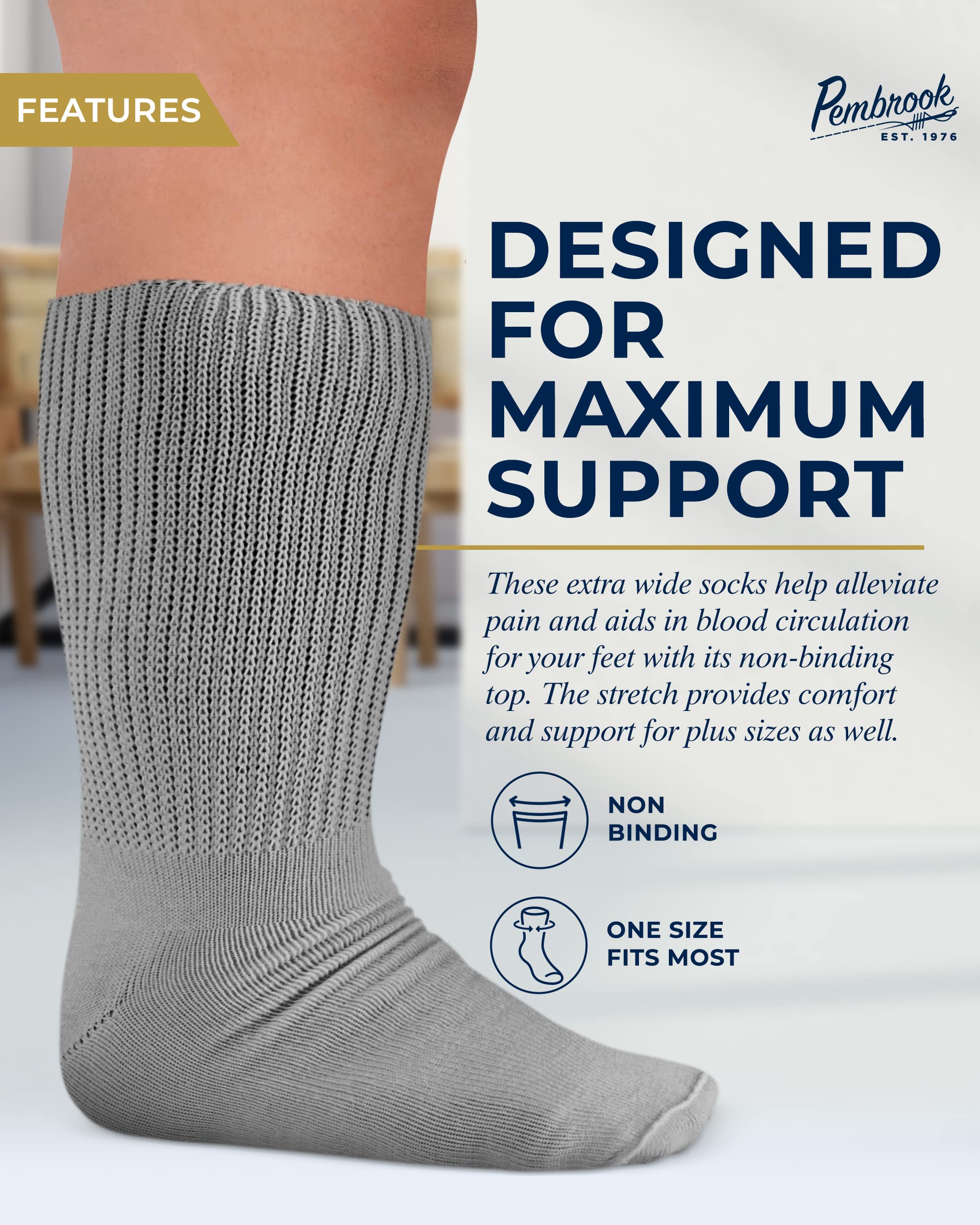 Snapklik.com : Pembrook Extra Wide Socks For Swollen Feet