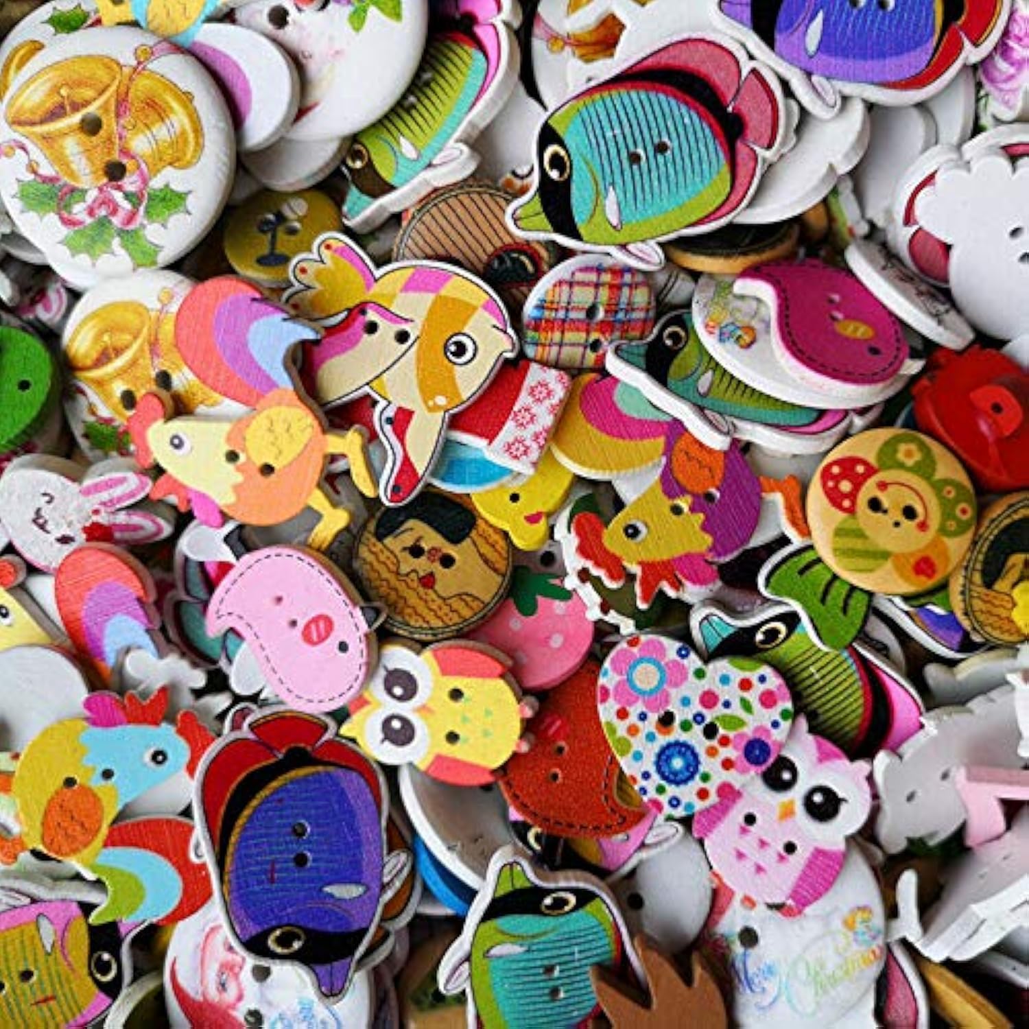 Amazon.com: Chenkou Craft Assorted 100pcs Mix Sizes Styles Colors Wood ...