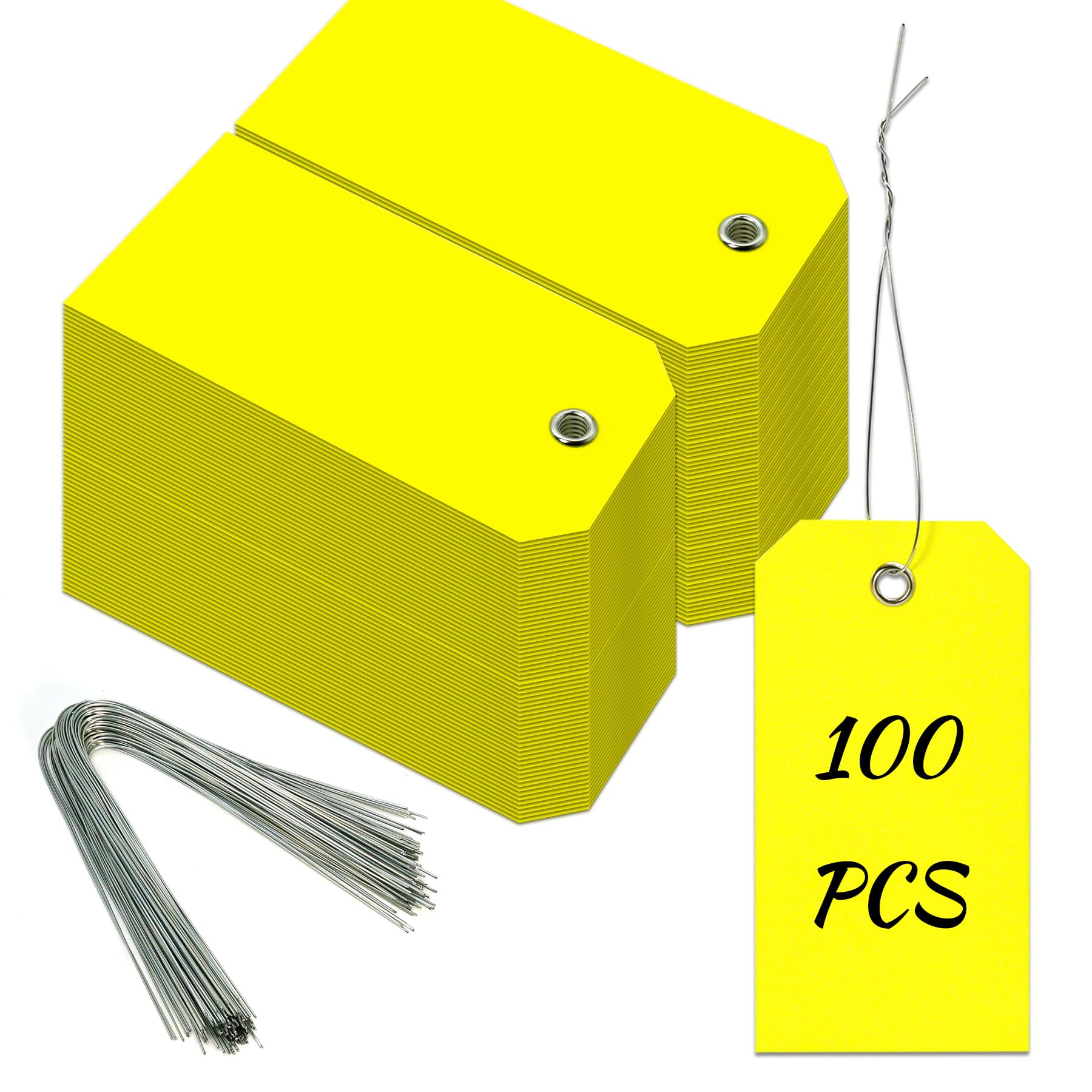 Amazon.com: 100 Pieces Plastic Shipping Tags with Reinforced Wire Blank ...