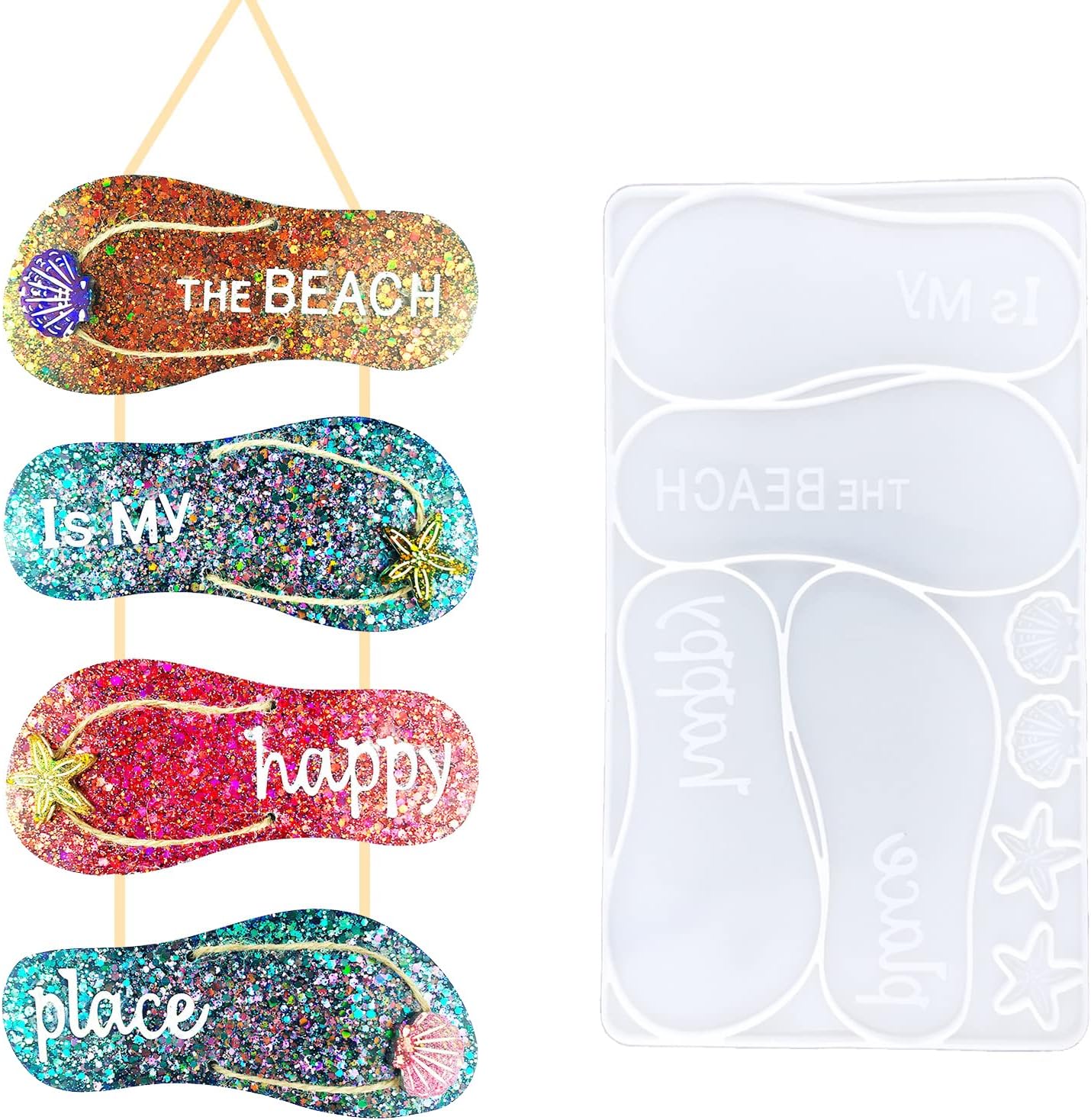 Amazon.com: Xidmold Flip Flops Silicone Molds, Beach Slipper Shoes ...