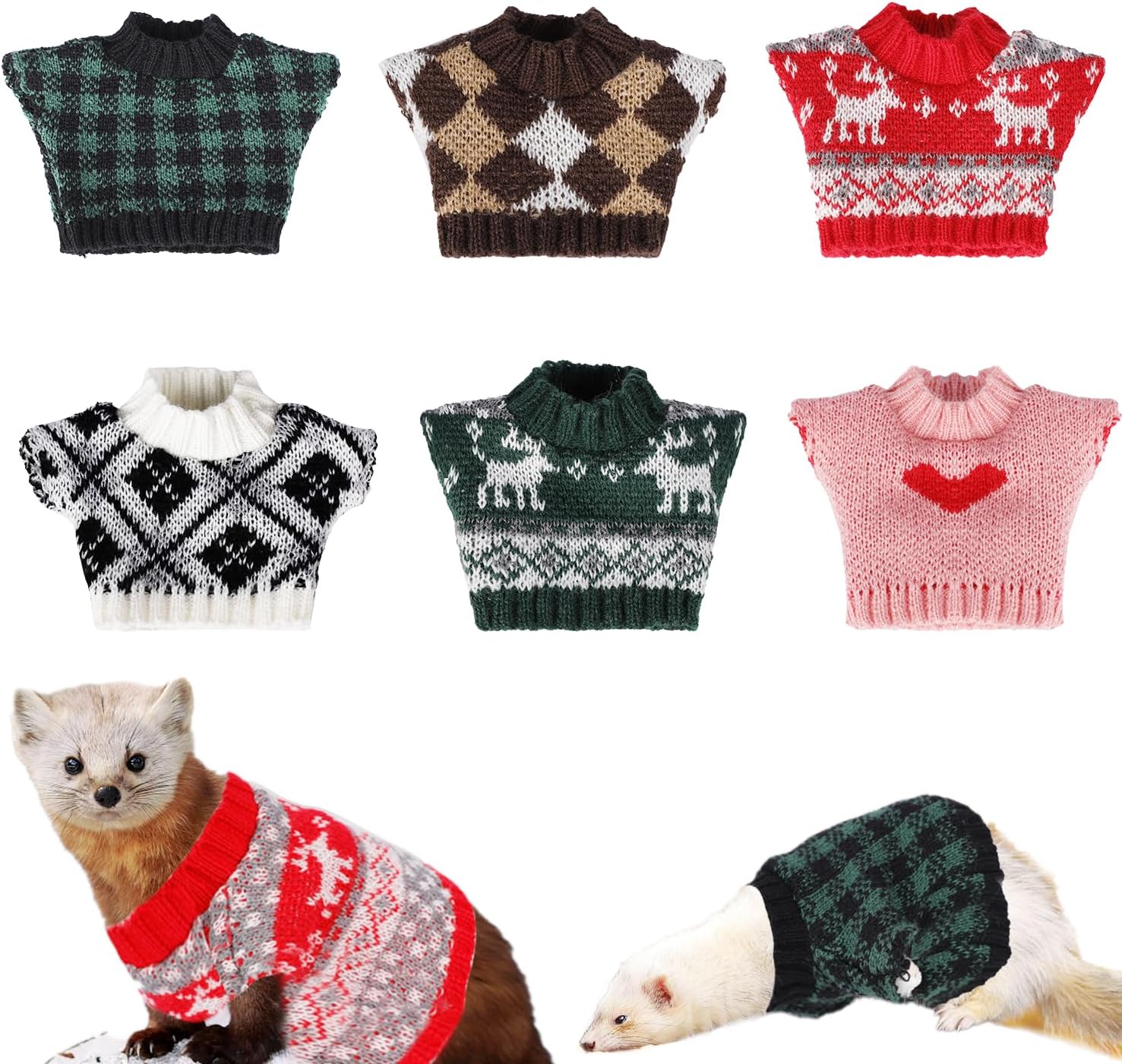 Amazon.com : QuanYaaJoy 6 Pcs Small Animal Outfit Ferret Clothes ...