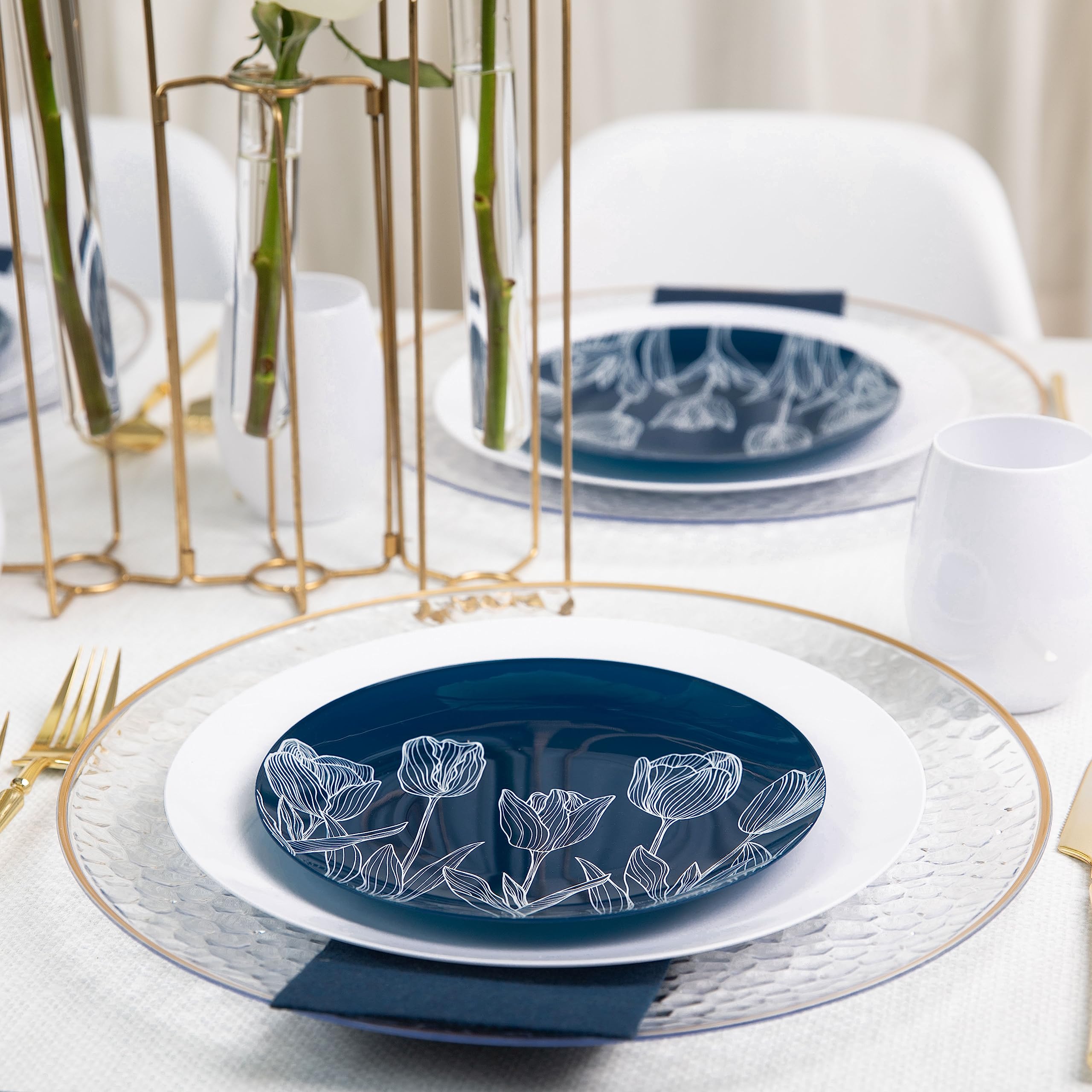 Snapklik.com : 128 Pack Elegant Disposable Plastic Plates Combo Set ...