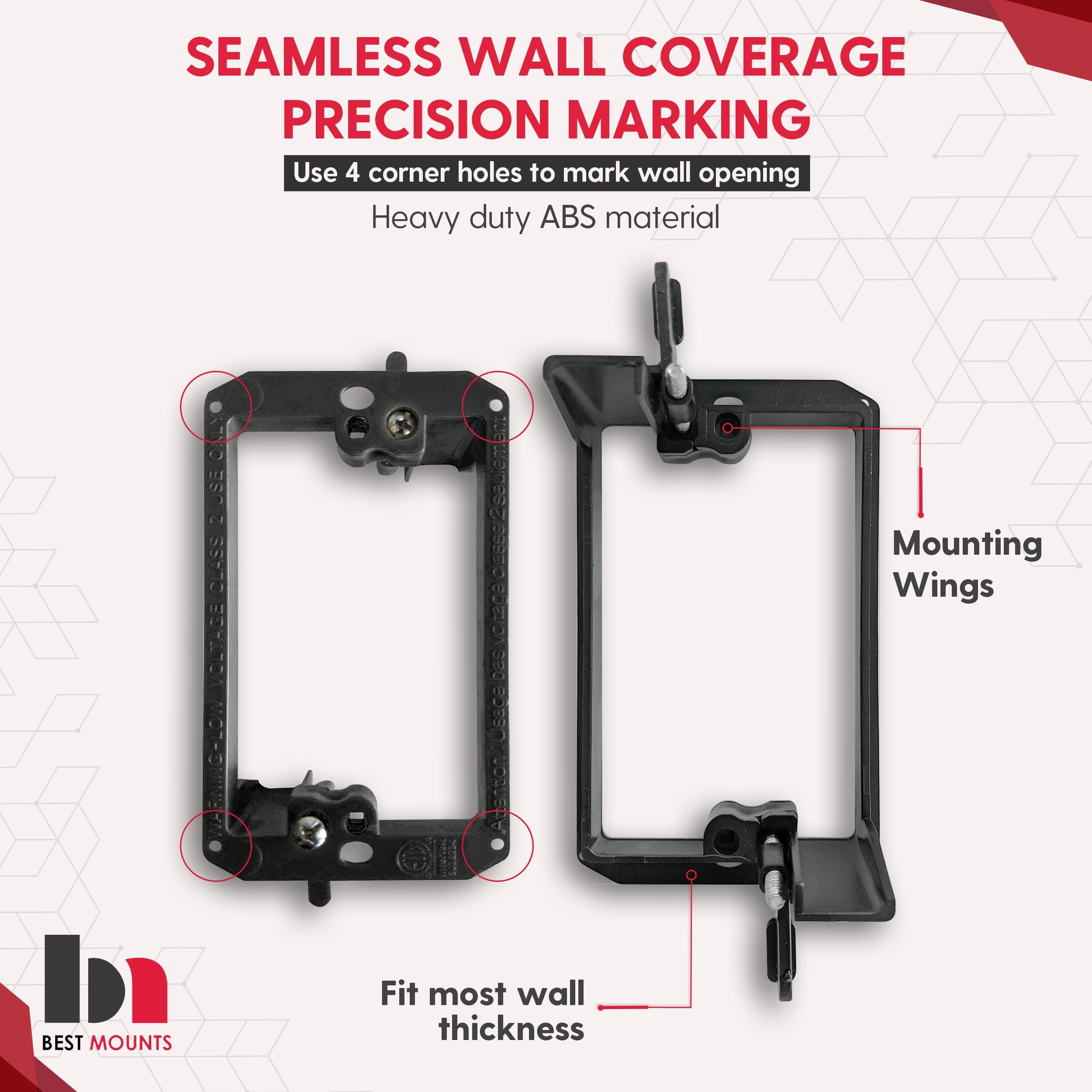 Snapklik.com : BestMounts - 5 Pack Low Voltage Mounting Brackets 1 Gang ...