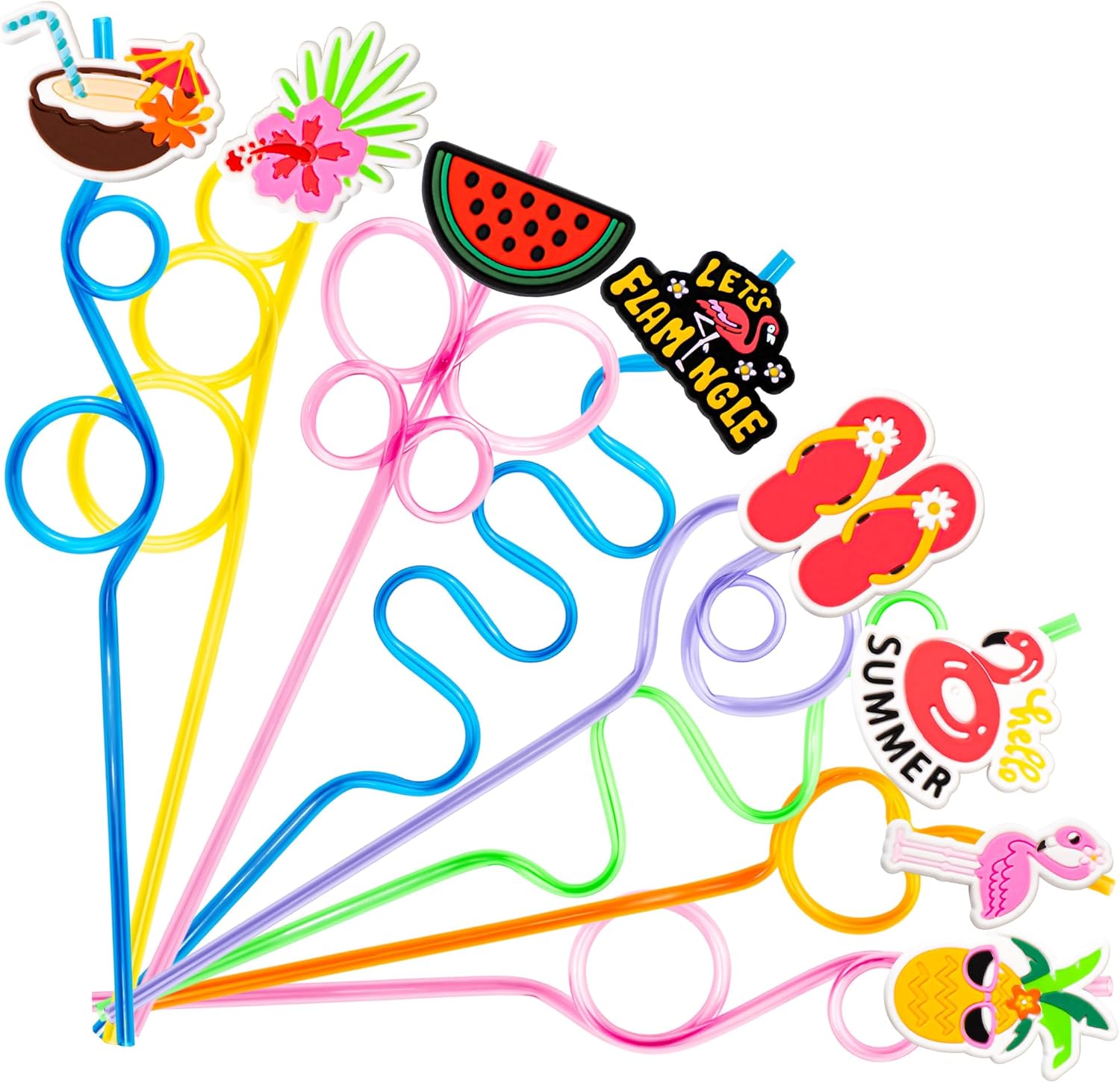 Amazon.com: 24 Summer Drinking Crazy Straws for Kids | Summer Themed ...