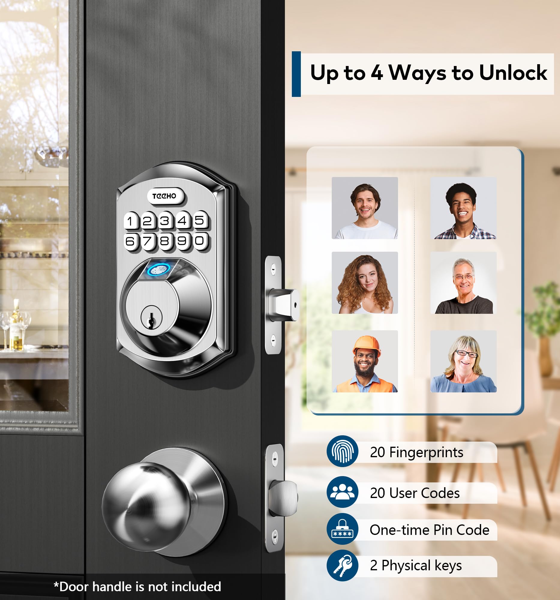 Snapklik.com : TEEHO TE002 Fingerprint Door Lock - Keyless Entry ...