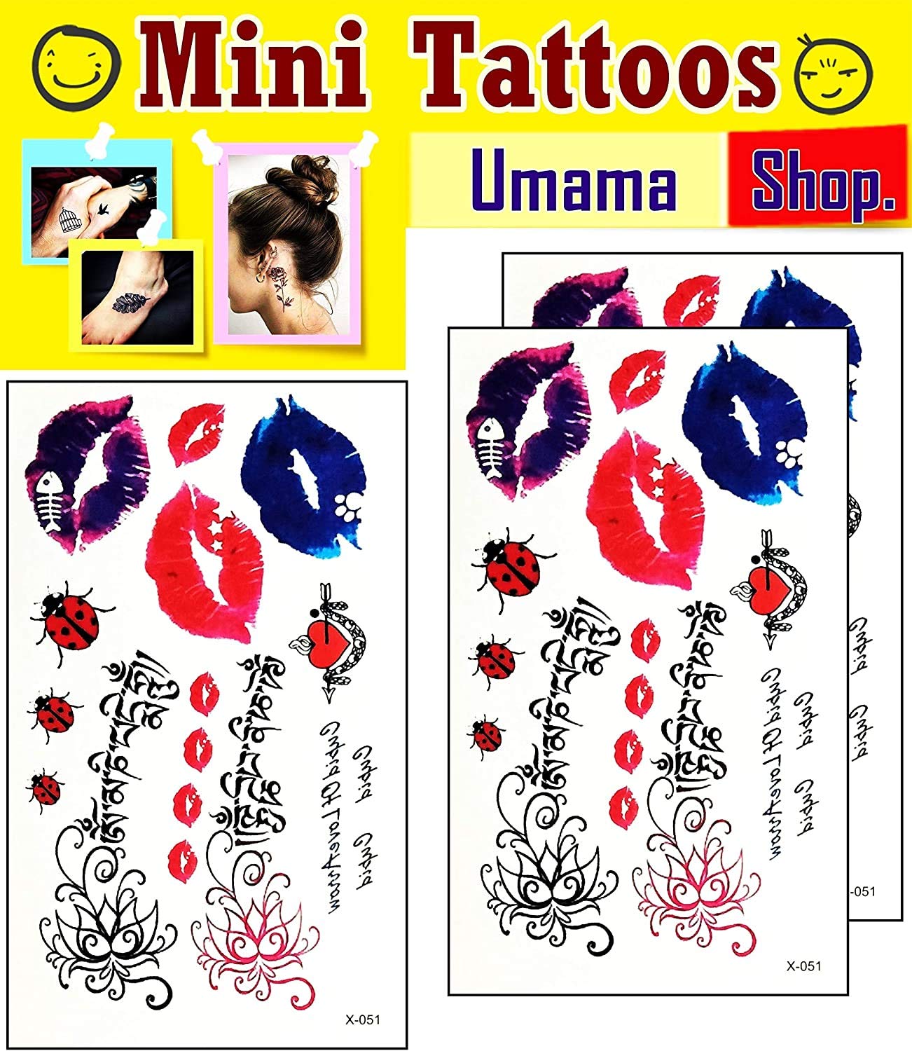 Cartoon Kiss Lips Tattoo