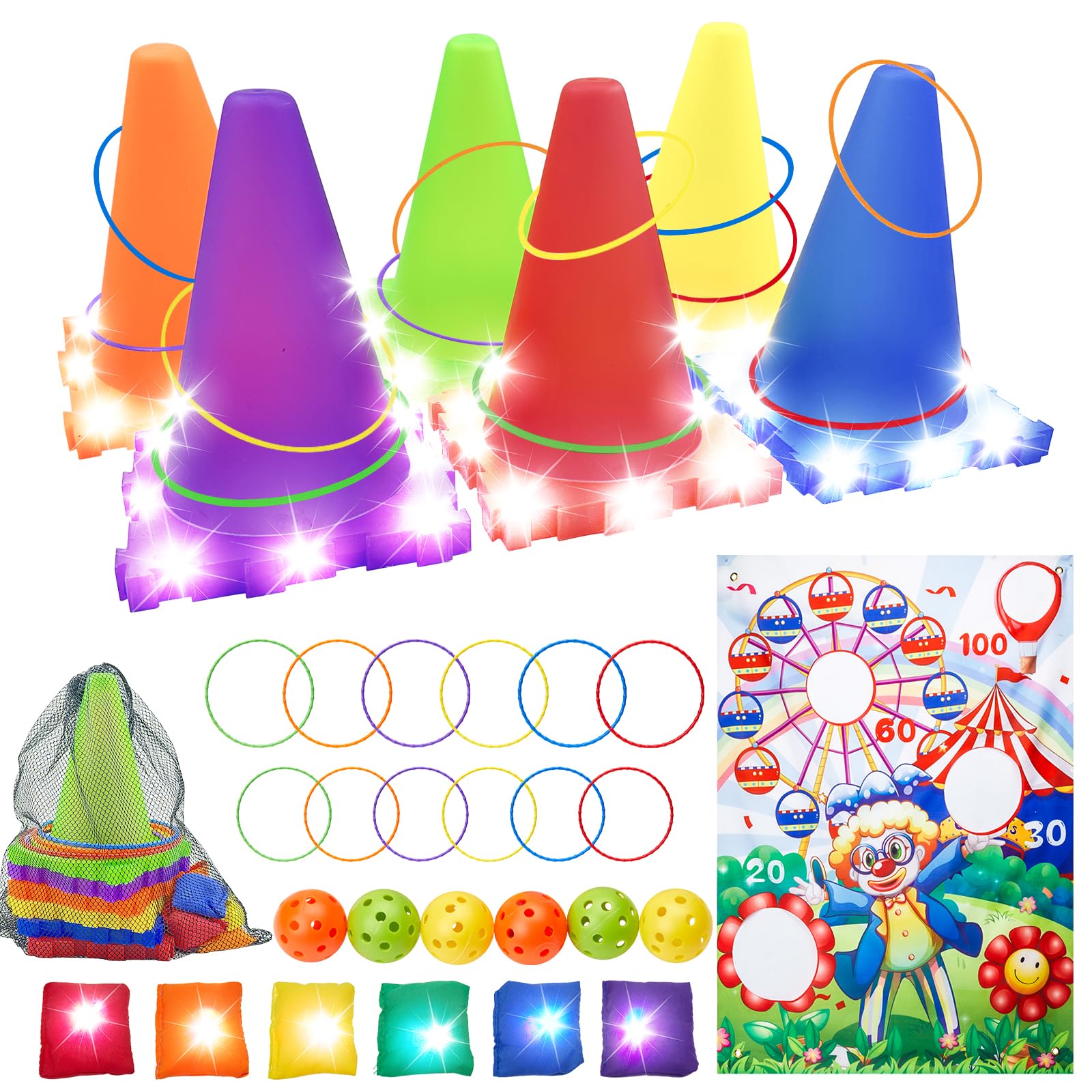 Snapklik.com : 5 In 1 33Pcs Carnival Games, LED Bean Bag Game Sets ...