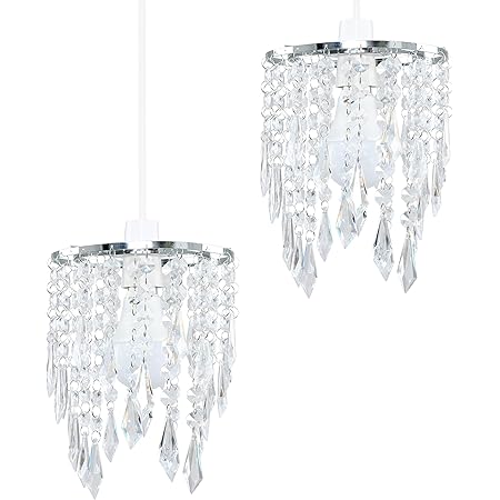 Pair of - Modern Sparkling Chrome Acrylic Crystal Jewel Bead Effect ...