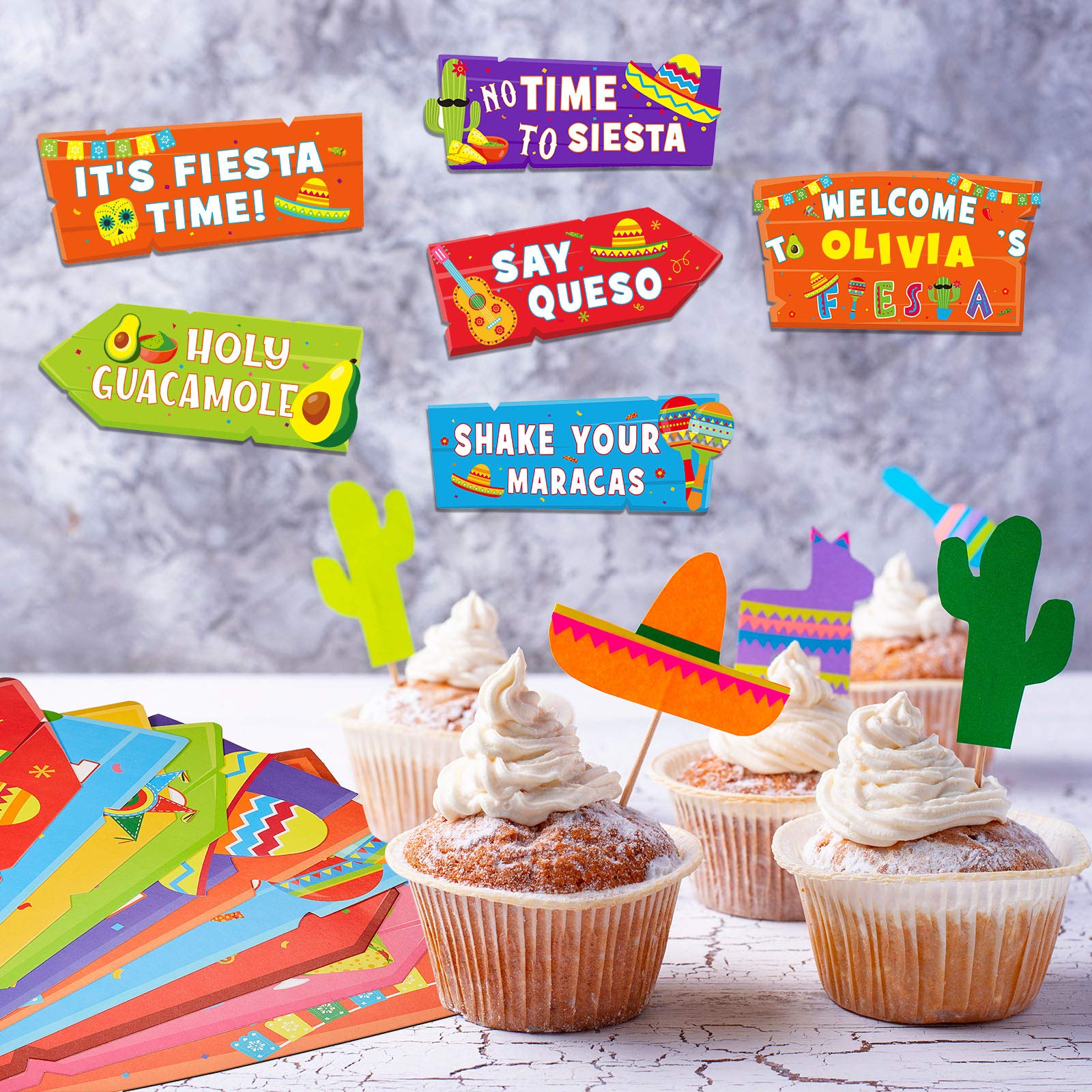 Buy 20 Pieces Mexican Fiesta Party Signs Fiesta Taco Bar Directional ...