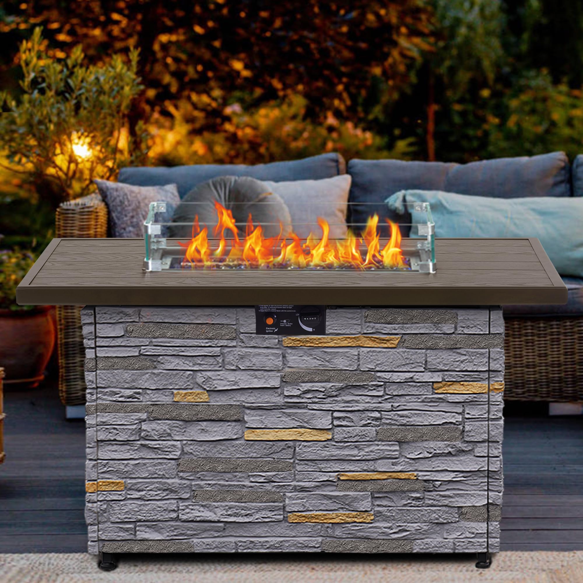 Amazon.com: PIZZELLO 43 Inch Gas Fire Pit Table, 50,000 BTU Outdoor ...
