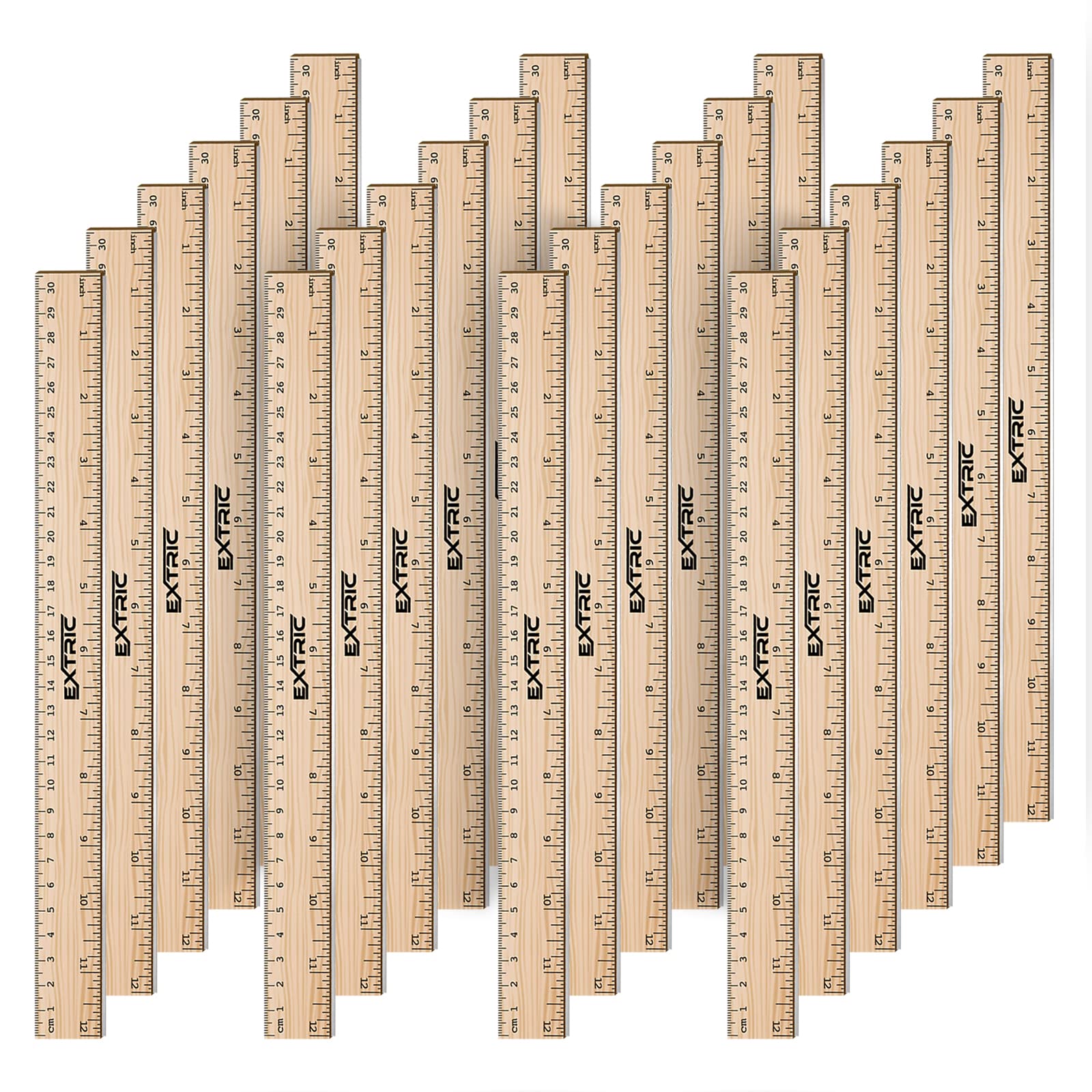 Snapklik.com : Rulers 24 Pack - Rulers 12 Inch, Wood Ruler