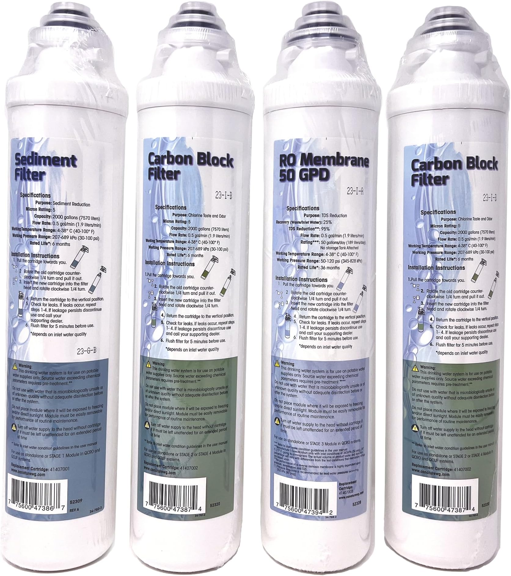 Amazon.com: QCRO Complete Replacement Filter Kit 50 GPD for Pura/Aqua ...