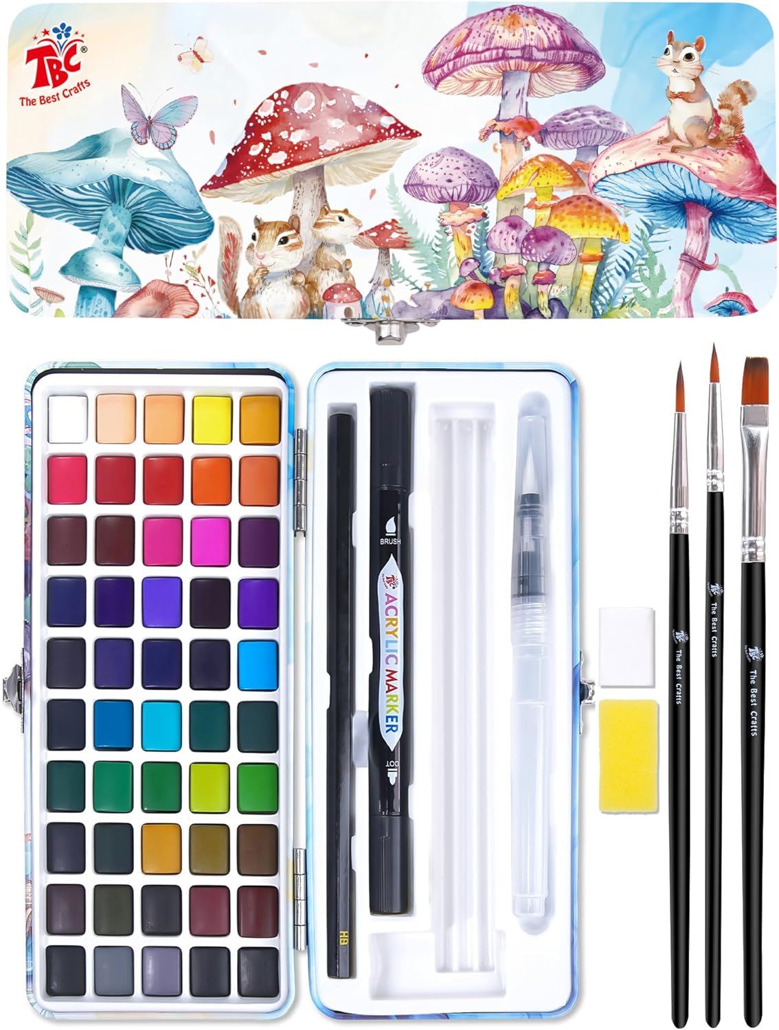 Amazon.com: TBC The Best Crafts 50 Colors Watercolor Paint Set For Kids ...