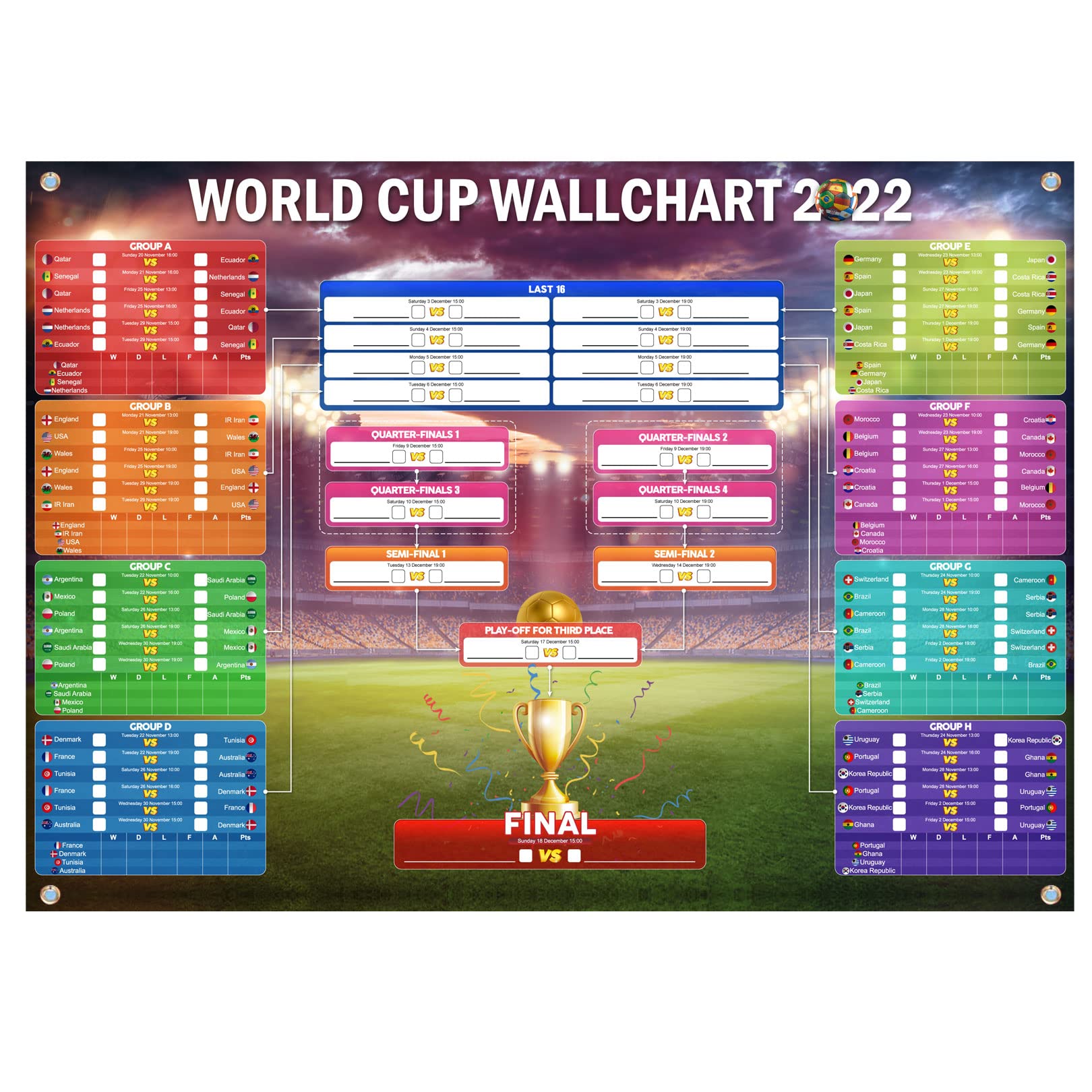 Buy World Cup 2022 Wallchart 70 X 110cm Qatar Football World Cup Wall buy-world-cup-2022-wallchart-70-x-110cm-qatar-football-world-cup-wall