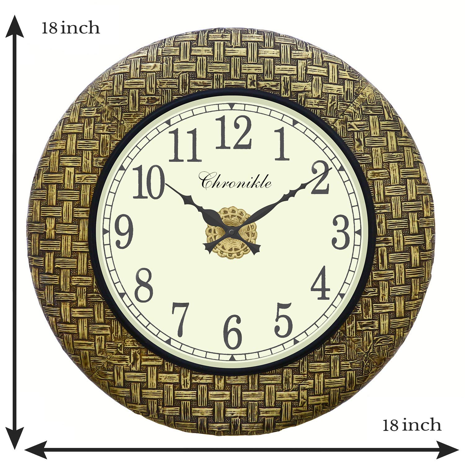 Buy Chronikle Round Antique Finish Golden Handmade Brass Work Wooden 18 ...