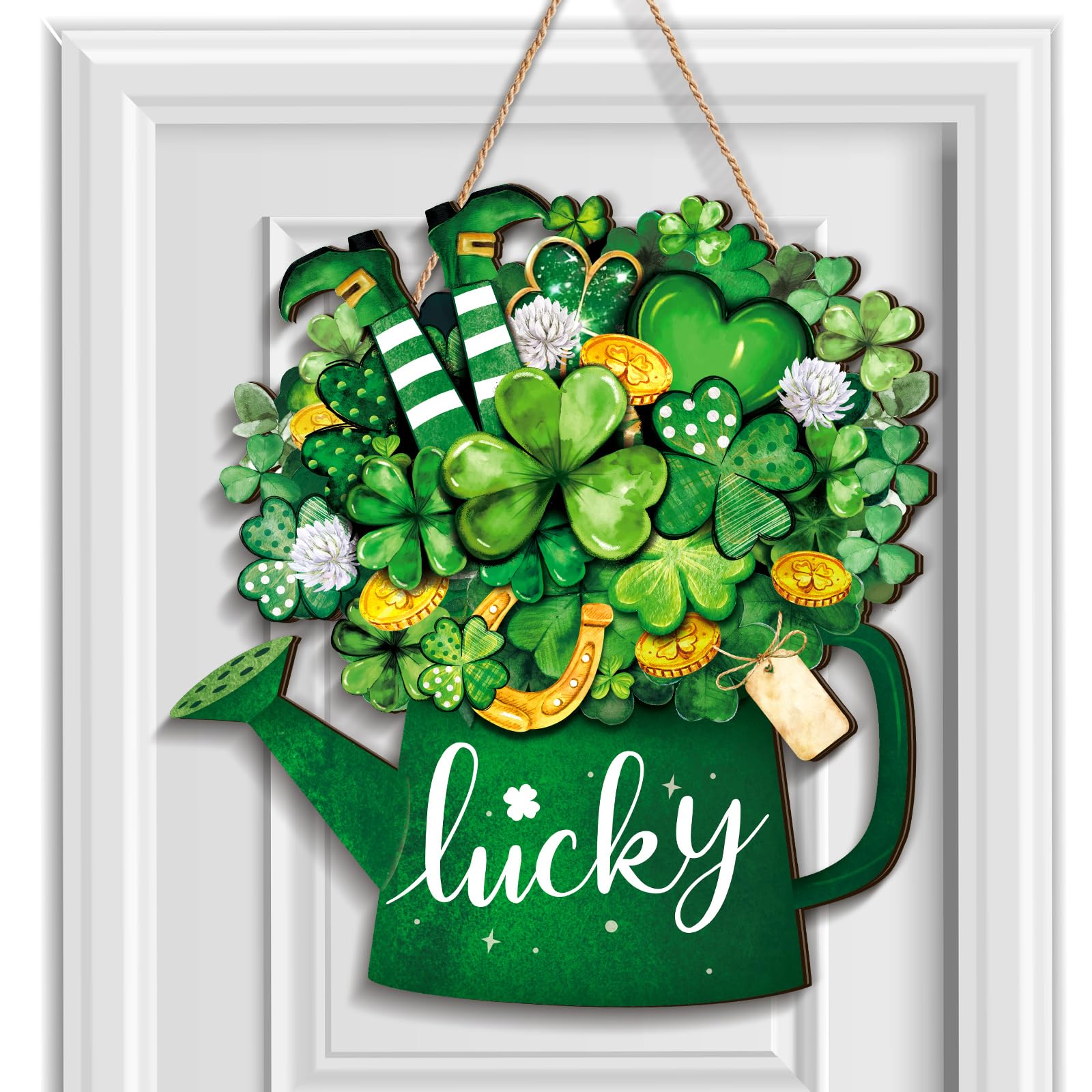Amazon.com: Boao St. Patrick's Day Lucky Door Sign Shamrock Hanging ...