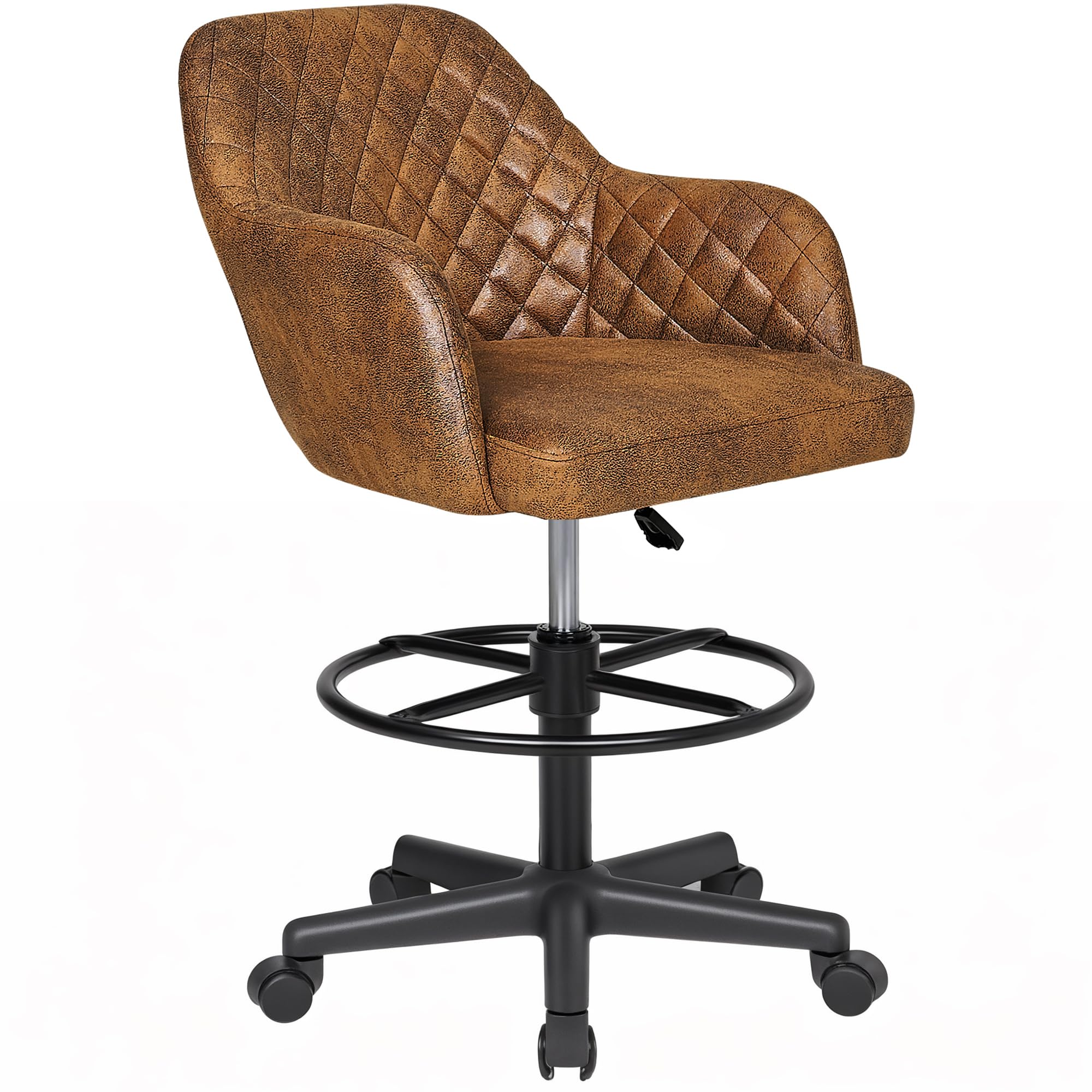 Amazon.com: VECELO PU Leather Drafting Chair with Low Back and Footrest ...
