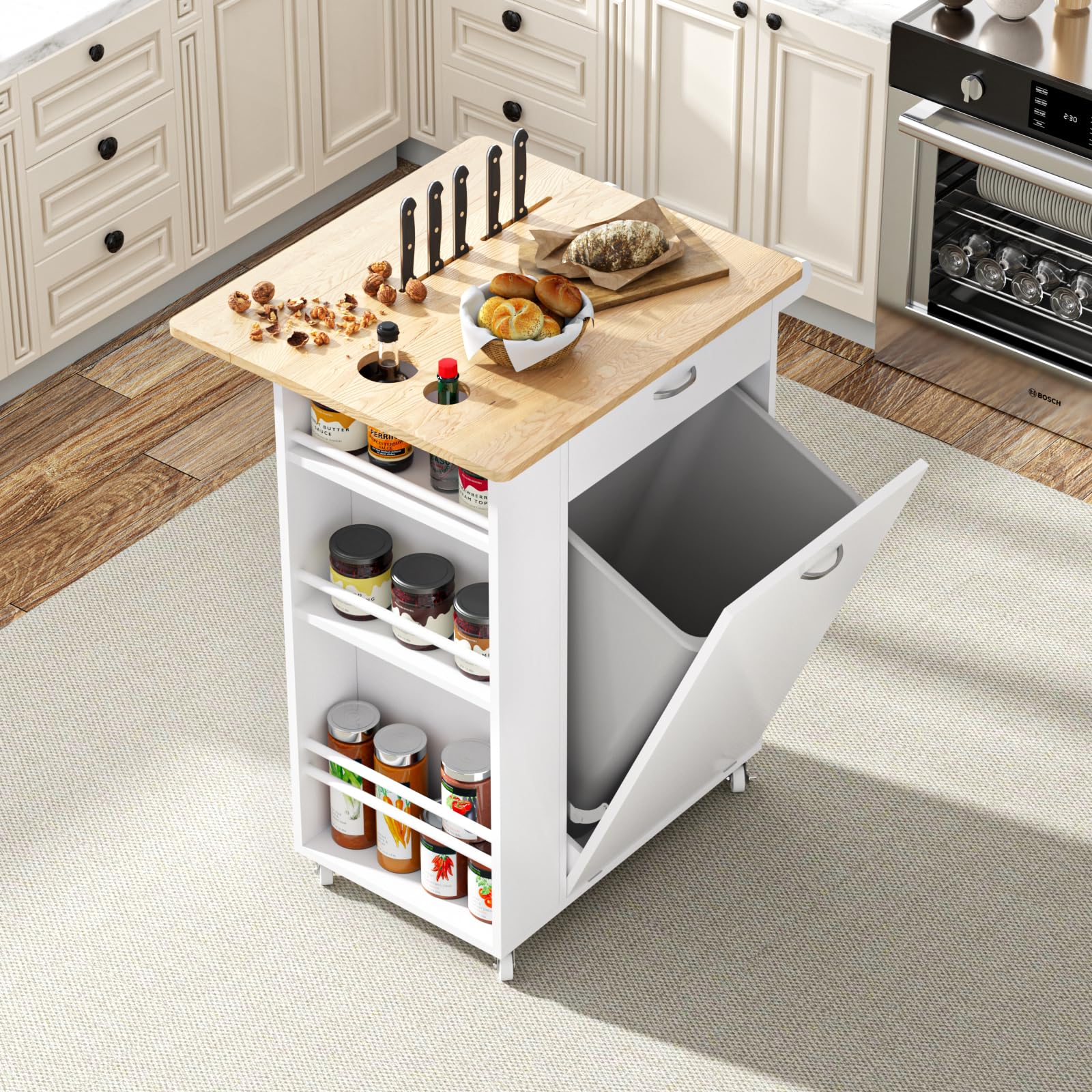 Amazon.com: Rolling Mobile Kitchen Island with Drop Leaf, Portable Cart ...