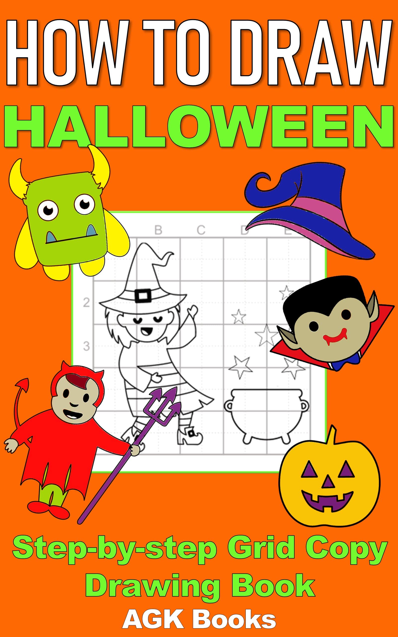 Buy HOW TO DRAW HALLOWEEN: A Step-By-Step Grid Copy Drawing book with a ...