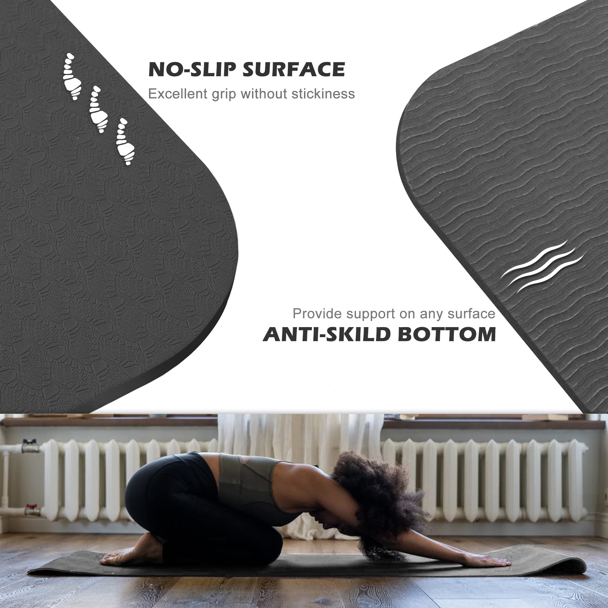 Yoga Mat Non Slip, Pilates Fitness Mats with Alignment Marks, Eco ...