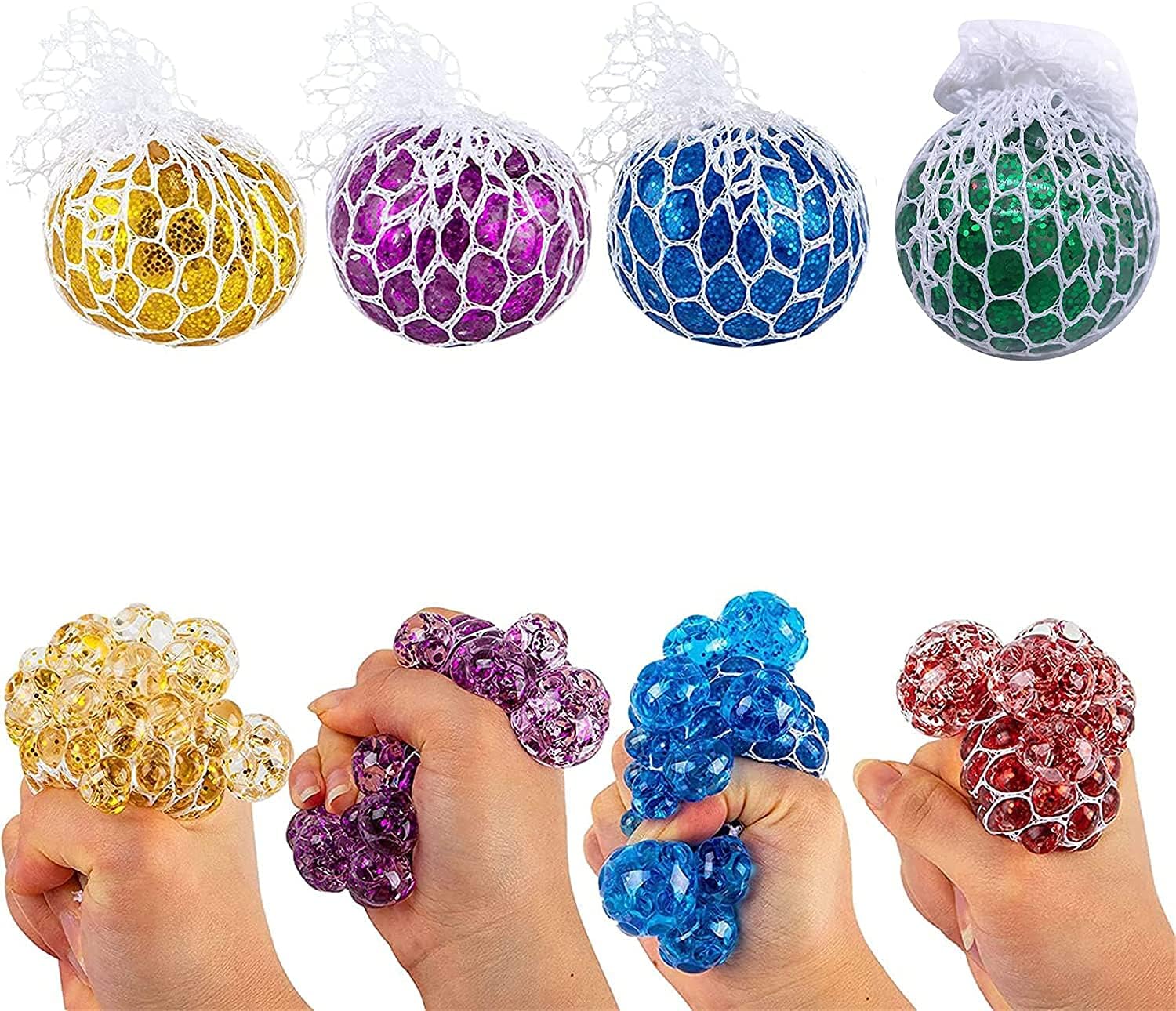 6cm Mesh Stress Balls Toy, Rainbow Mesh Ball Stress Squeeze Toys for ...