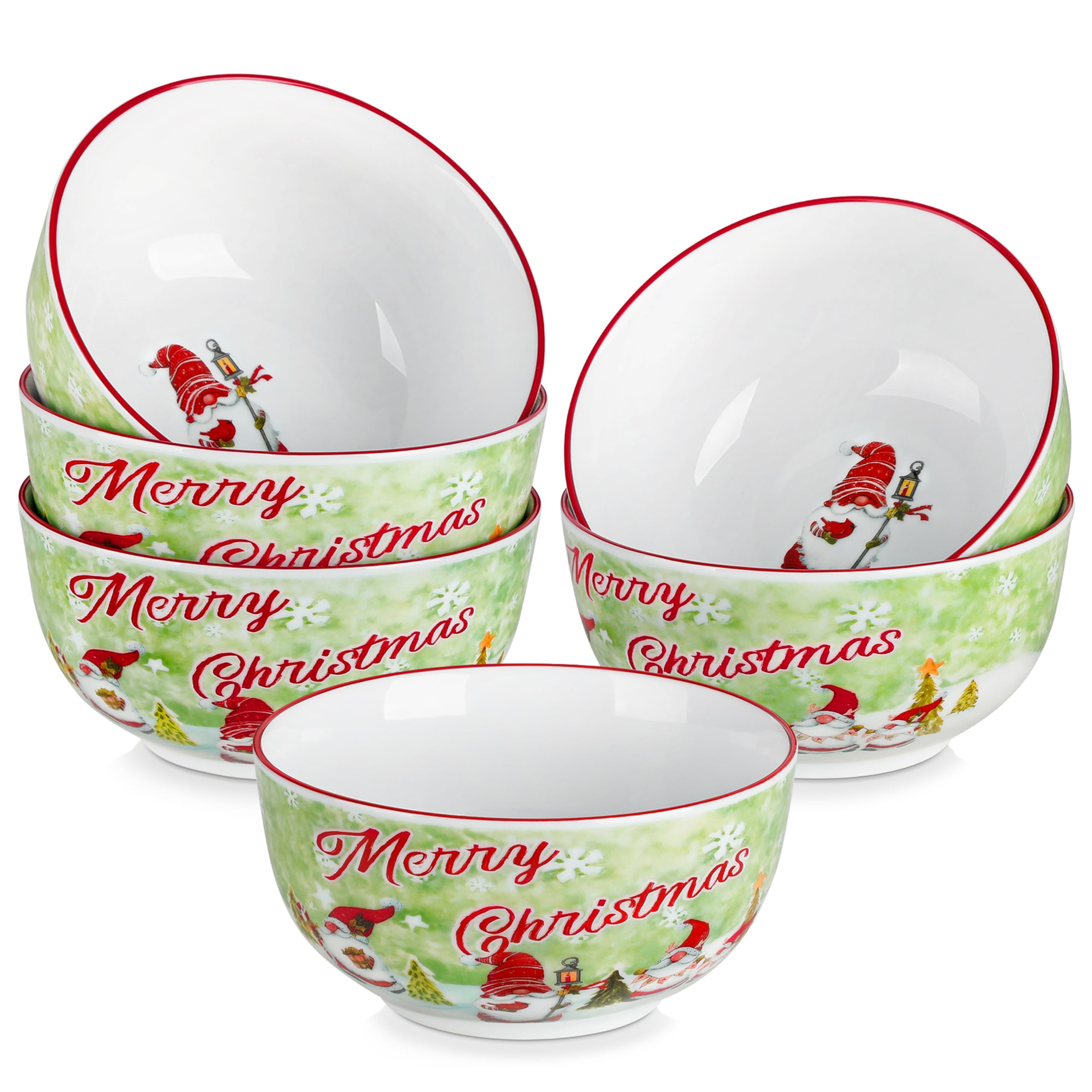 Amazon.com: VEWEET Christmas Cereal Bowls Set of 6, 24 OZ Ceramic Bowls ...