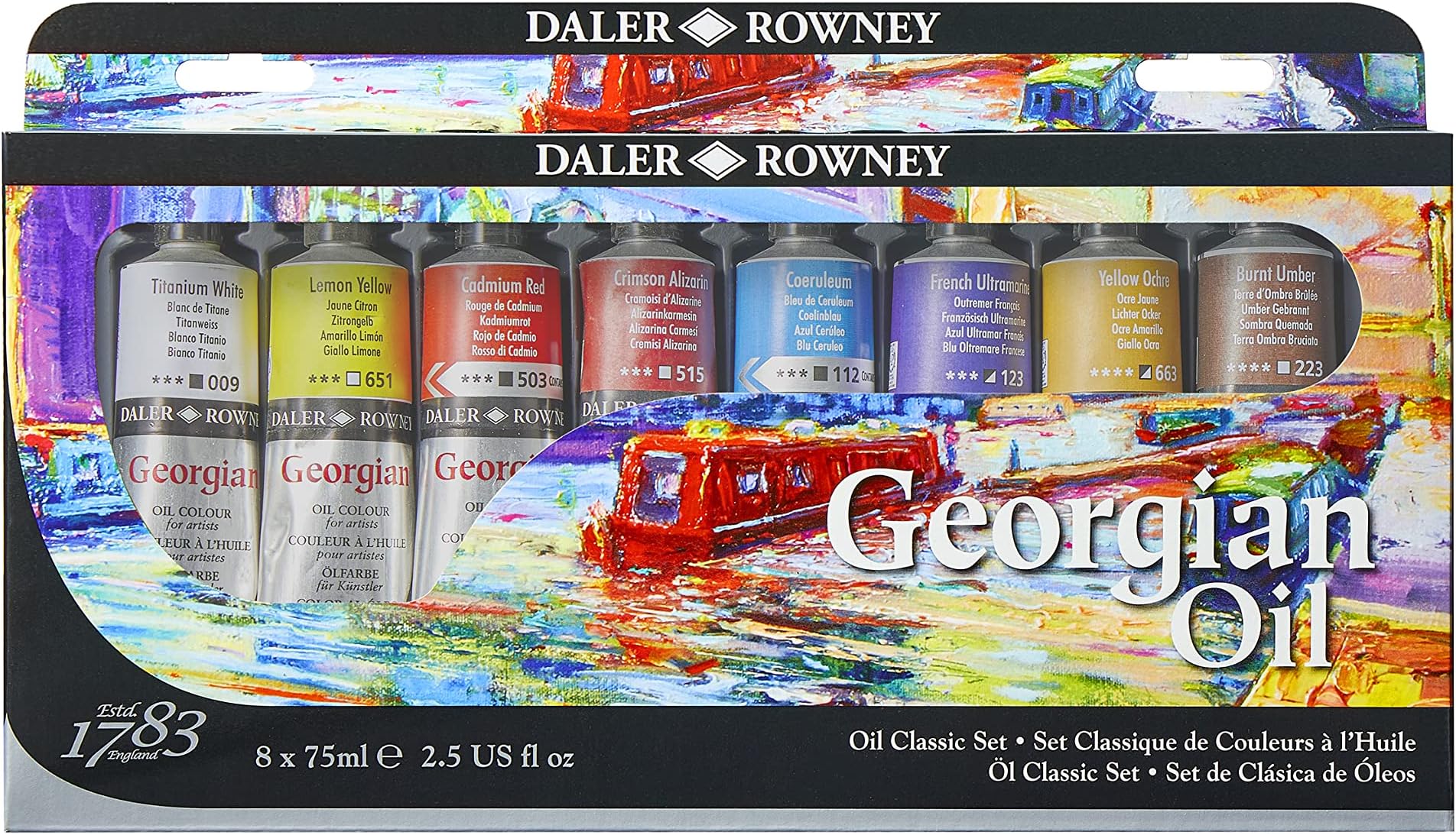 Daler-Rowney Georgian Oil 75ml Classic Paint Set, 8 Assorted Colours ...