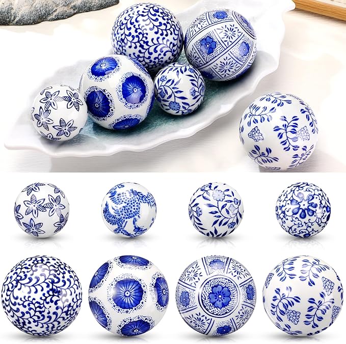 Amazon.com: Ziliny 8 Pcs Porcelain Decorative Balls for Centerpiece ...