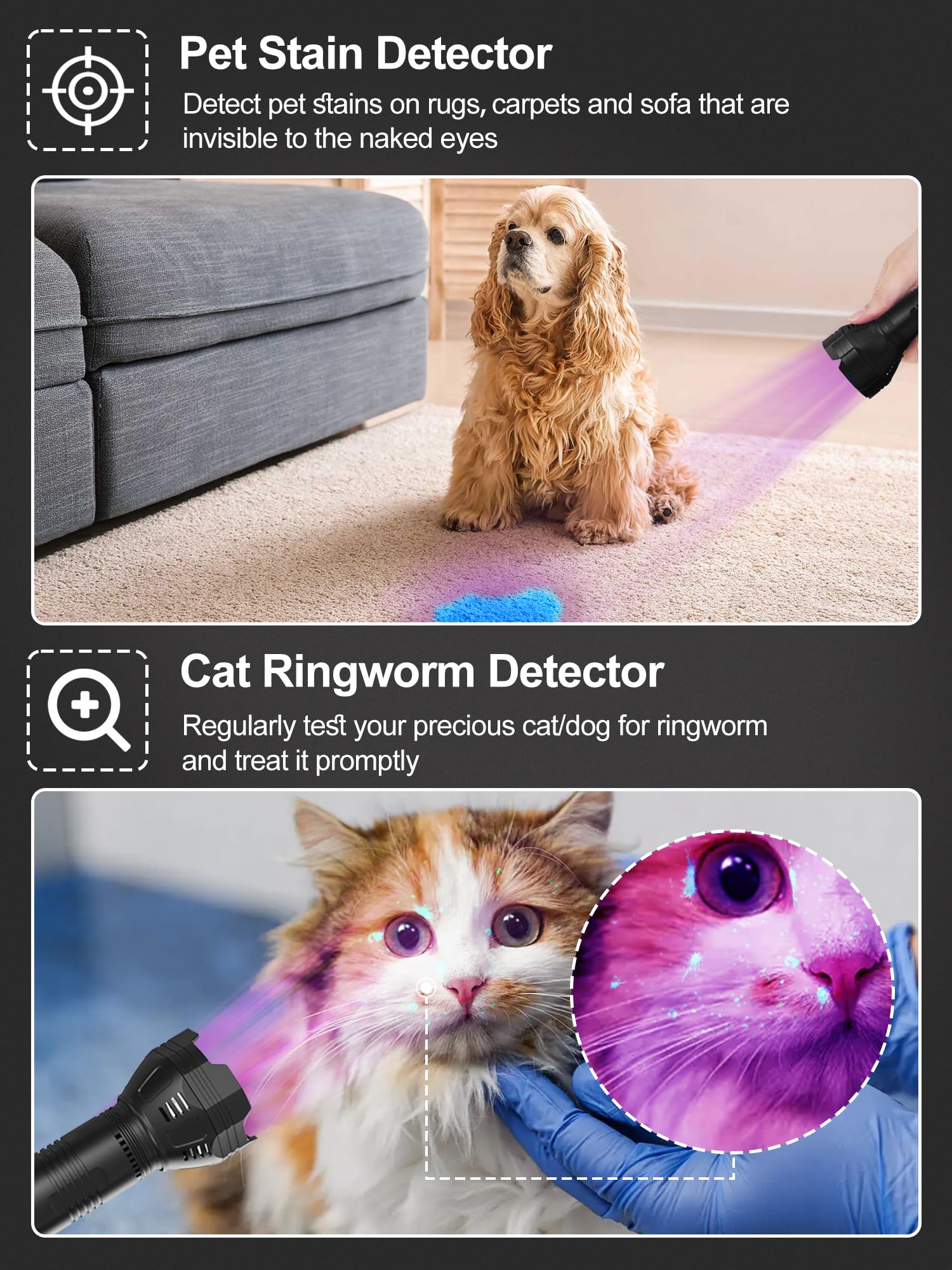 Snapklik.com : Black Lights UV Flashlight USB Rechargeable, 51 LED ...