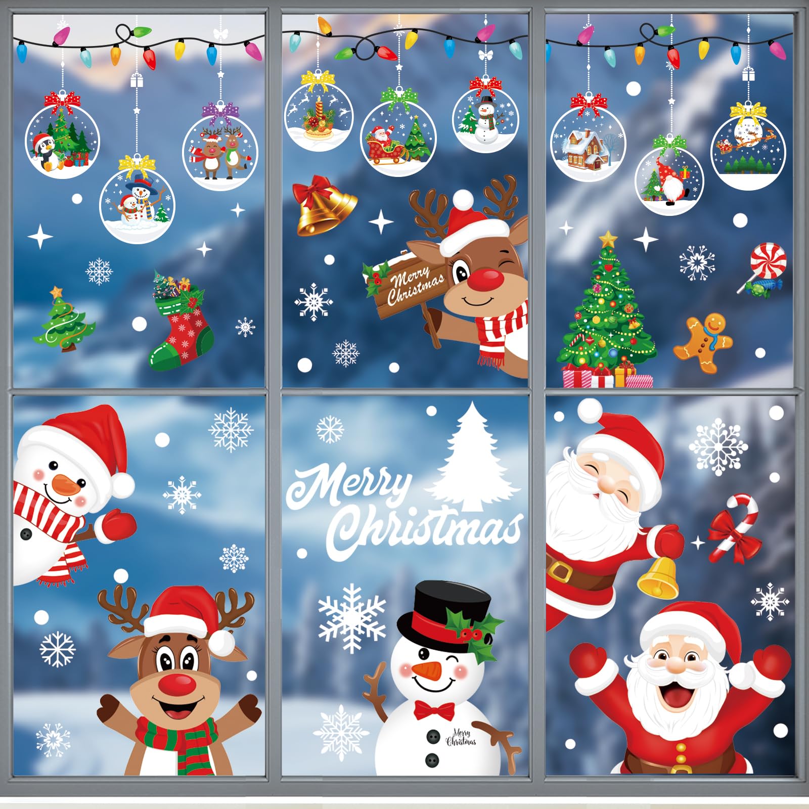 Xyxu Christmas Window Stickers, 10 Sheets Red Santa Claus Xmas Window ...