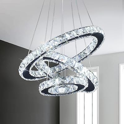 Siljoy Modern Crystal Ring Chandelier LED Ceiling Fixtures Pendant ...