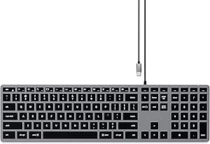 Satechi Slim W3 Wired Backlit Keyboard with Numeric Keypad – Illuminated Keys & USB-C Connection ...