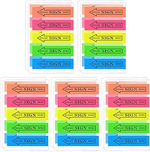 Amazon.com : AOZUO Sign Here Tabs, 1000 PCS/10 Pack Please Sign Here Flags Sign Here Label ...