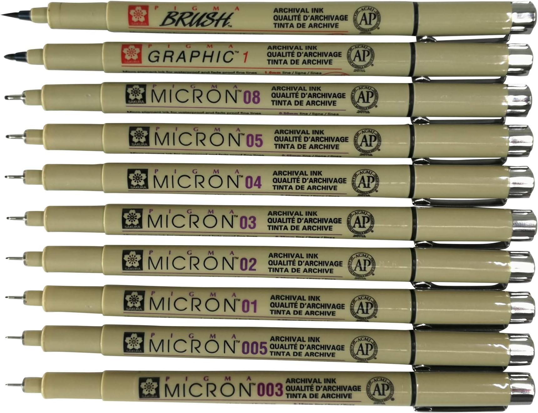 Sakura Pigma Micron 10 Fineliner pens Black Archival Ink Artist Drawing ...
