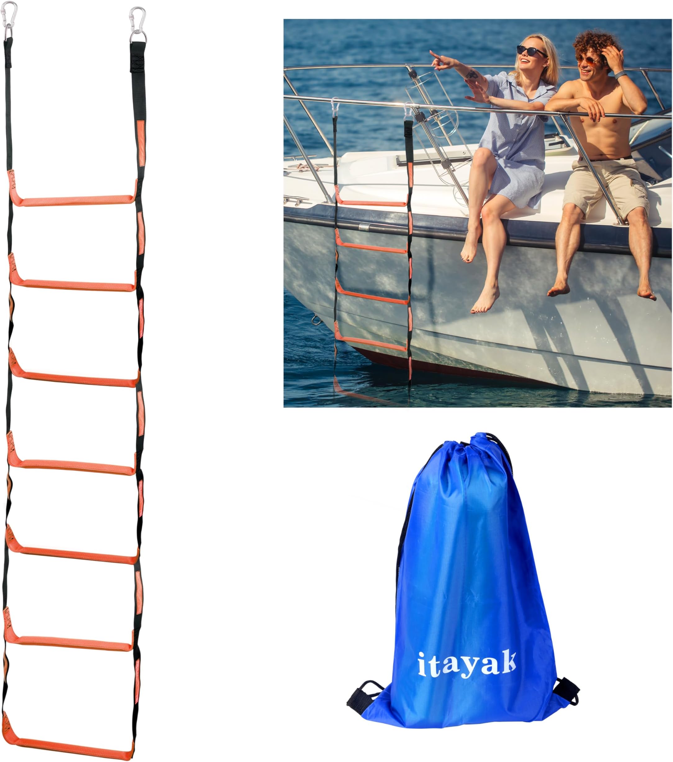 Amazon.com: 4 Step Boat Rope Ladder, Portable Marine Rope Ladder for ...