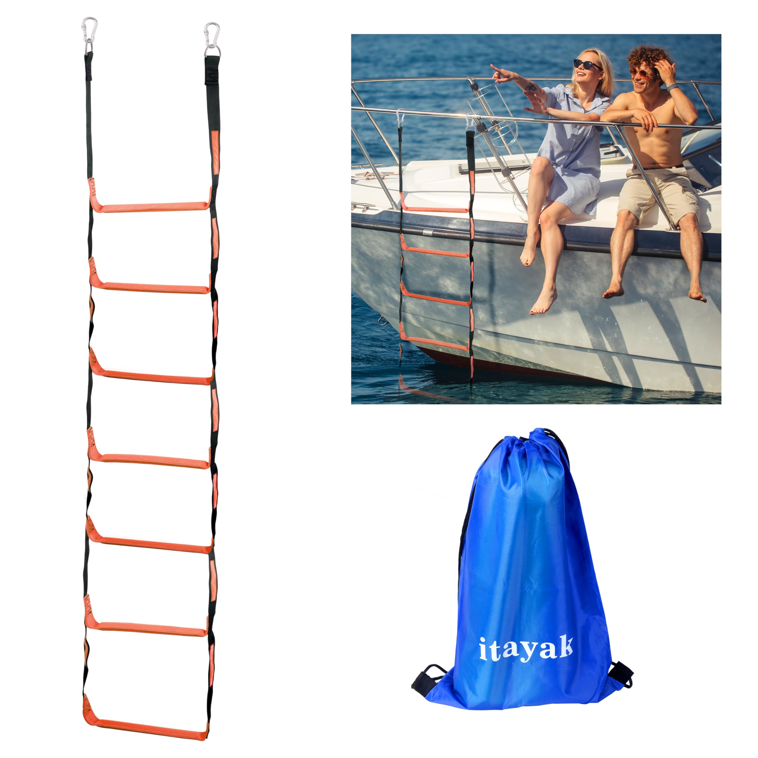 Amazon.com: Itayak Boat Rope Ladder, 7 Step Boat Ladder, Foldable ...