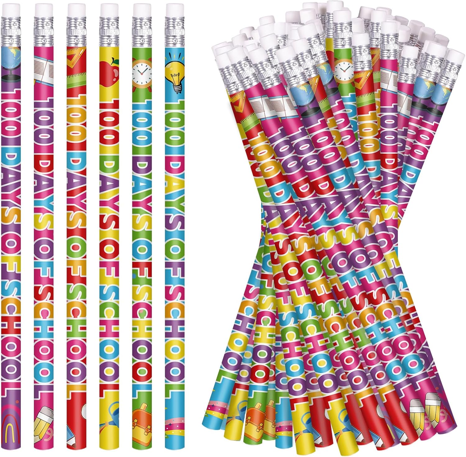 Amazon.com : emzrivo 100 Days of School Pencils Happy 100th Day of ...