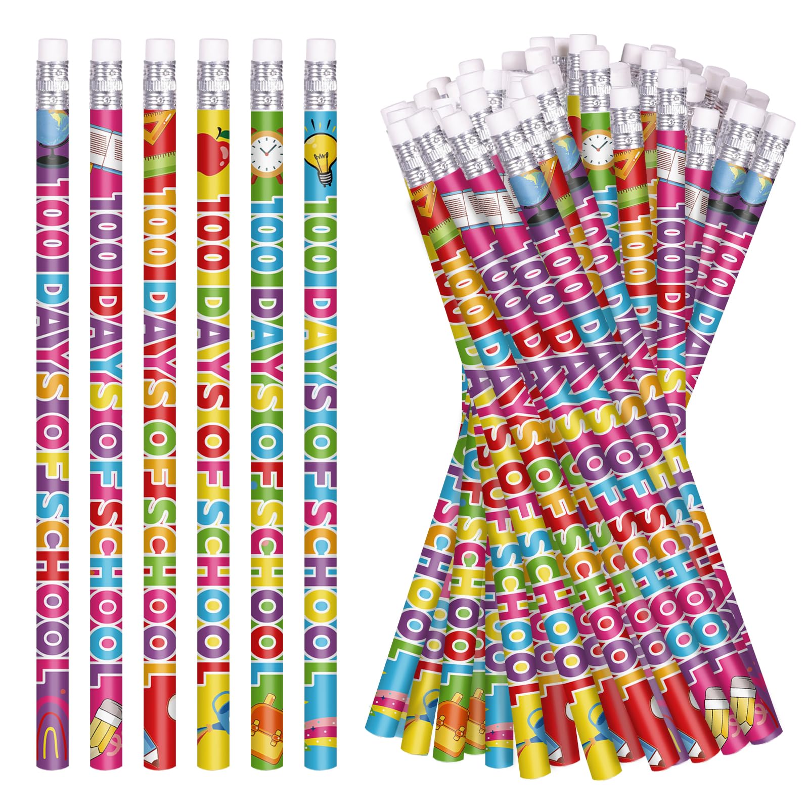 Amazon.com : emzrivo 100 Days of School Pencils Happy 100th Day of ...