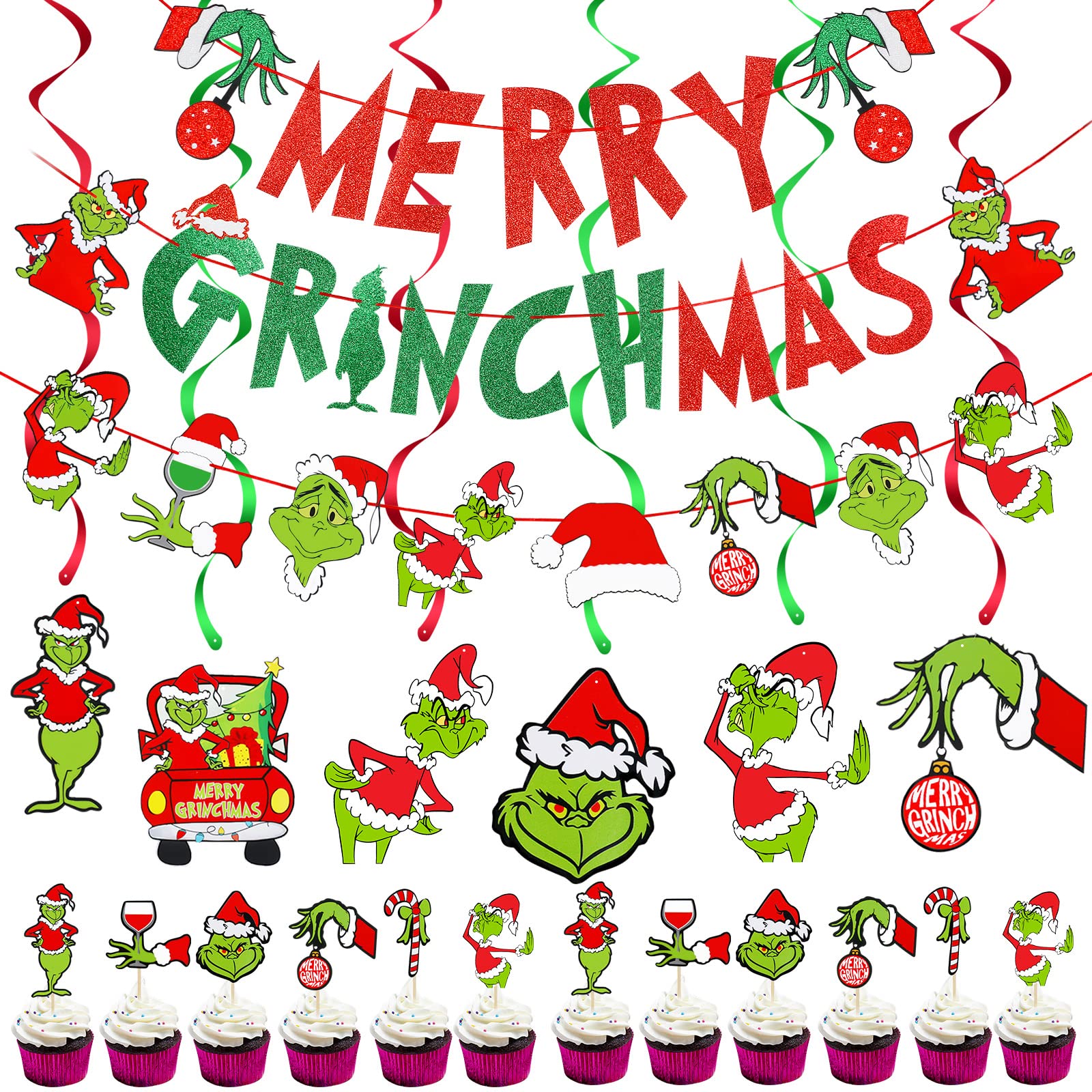 Red Green Merry Grinchmas Banner Grinch Christmas Banner Grinch ...