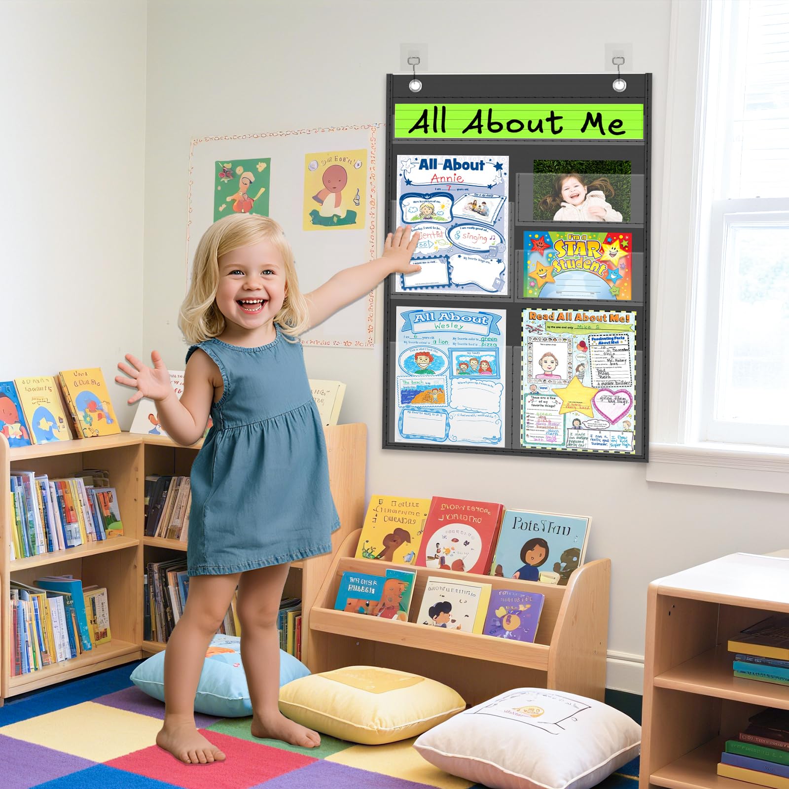 Snapklik.com : ALSLEA 2 Piece Black Pocket Chart For Classroom ...