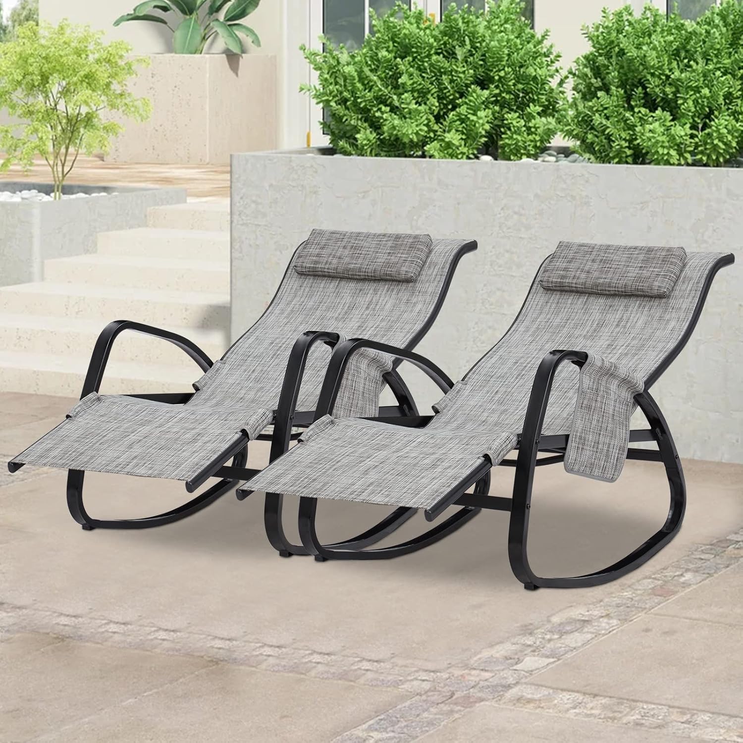 Amazon.com: Kinpaw Folding Chair Textile Recliner Set of 2 - Outdoor ...