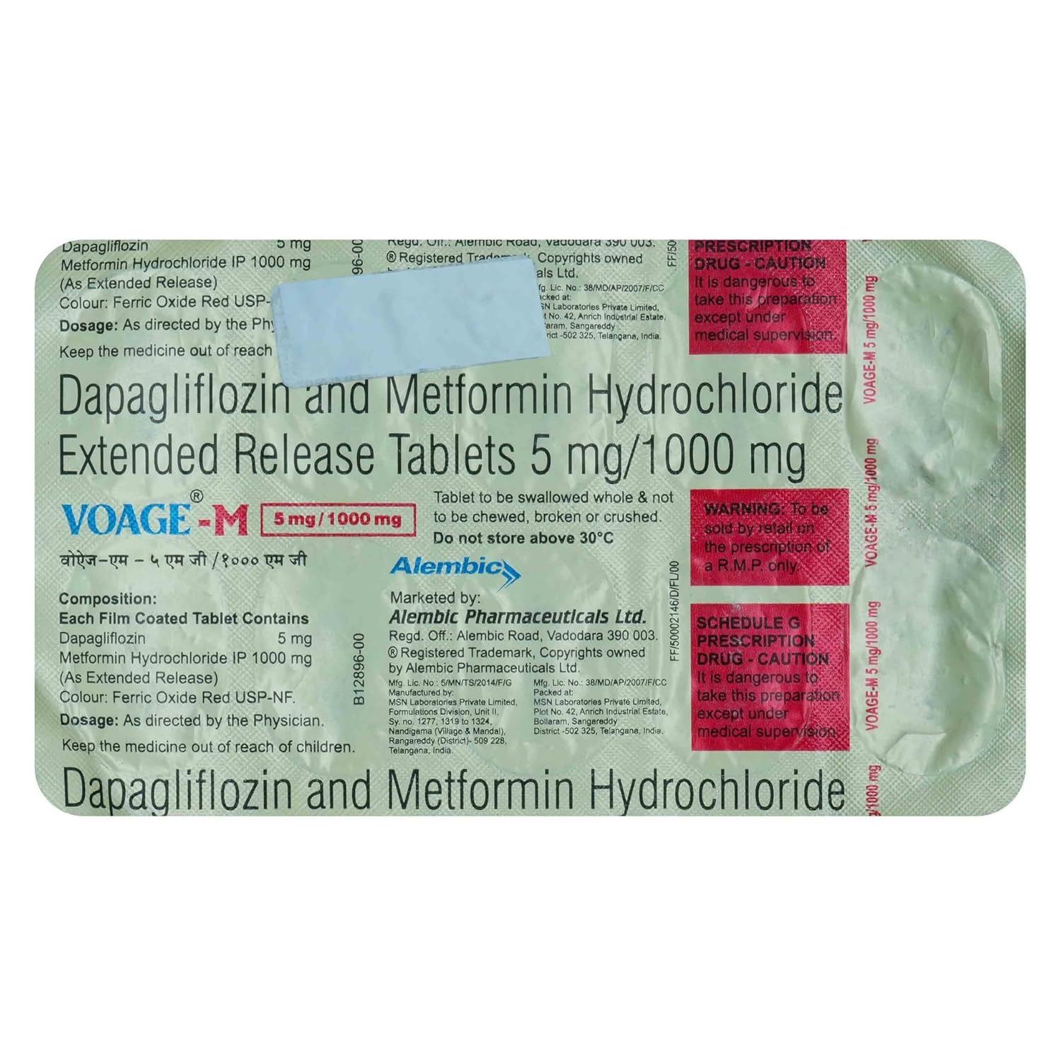 Voage-M 5MG/1000MG - Strip of 10 Tablets : Amazon.in: Health & Personal ...