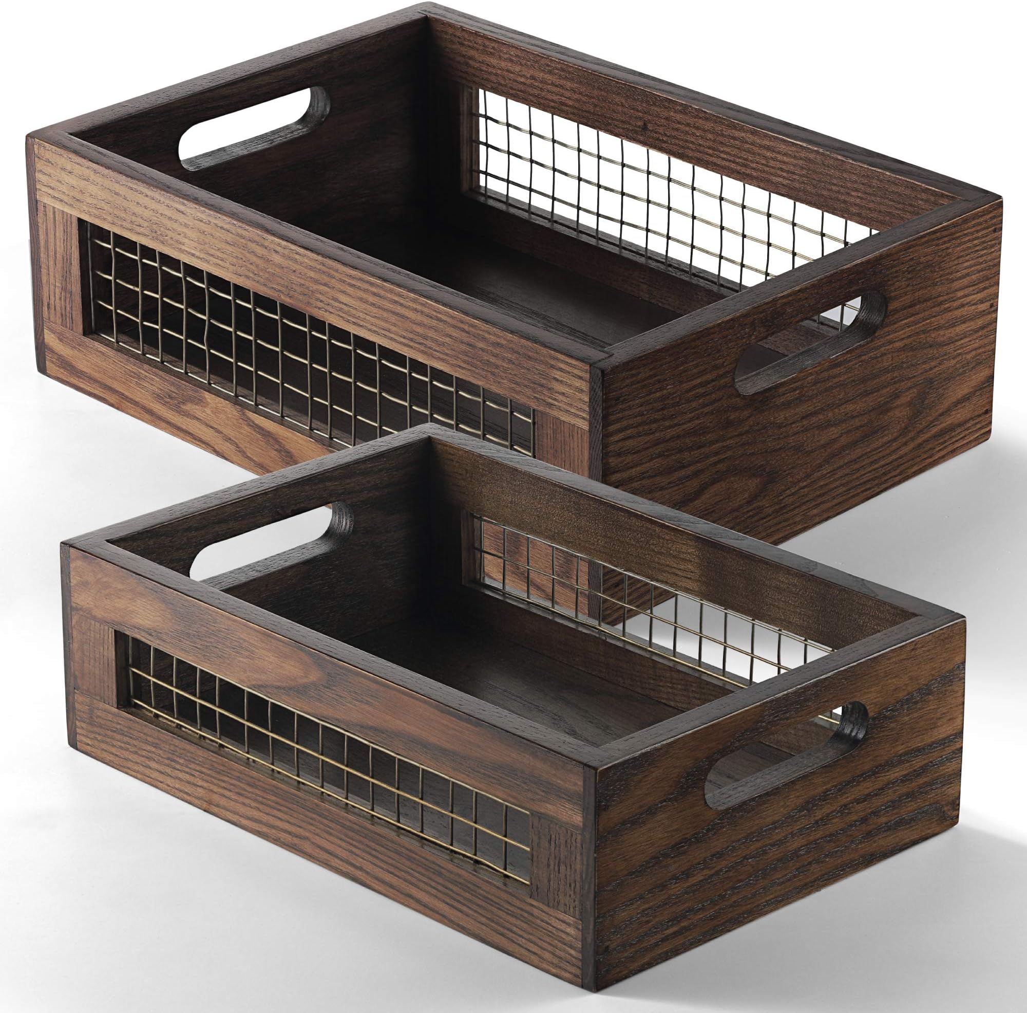 Amazon.com: YRMT Wood Storage Basket Rectangle Wooden Storage Crate ...